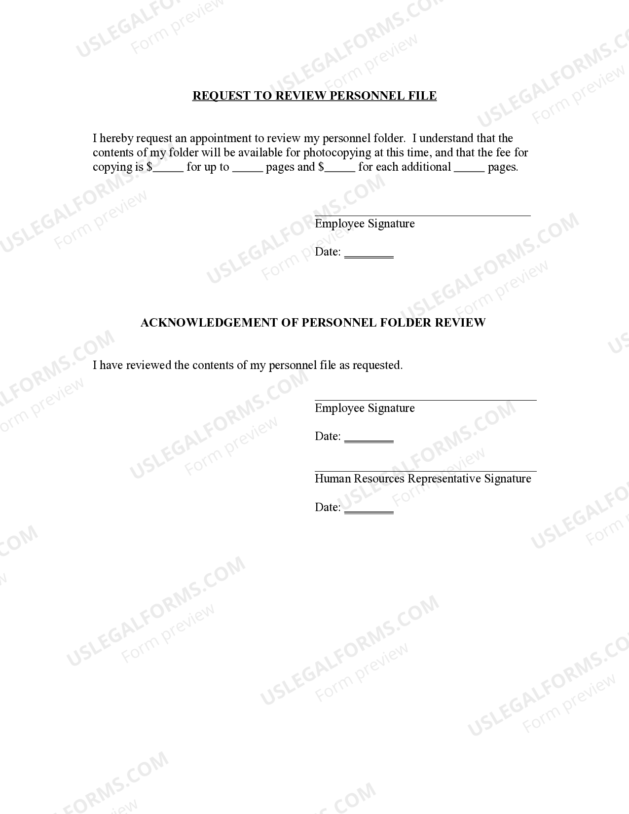 Vermont Request to Review Personnel File - Review Personnel | US Legal ...