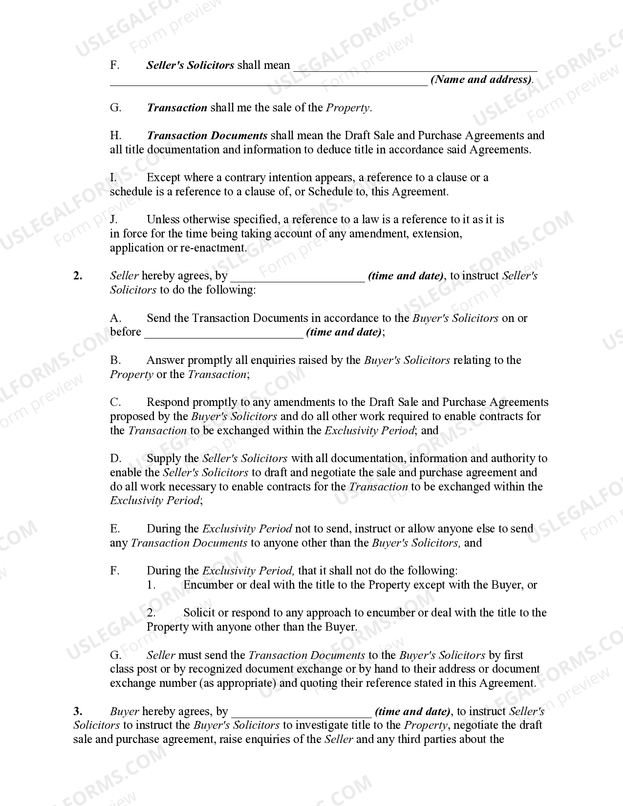 Exclusivity Agreement Between Buyer and Seller - Between Seller ...