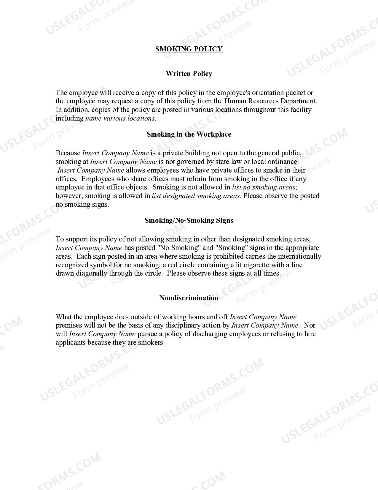 Smoking Policy | US Legal Forms