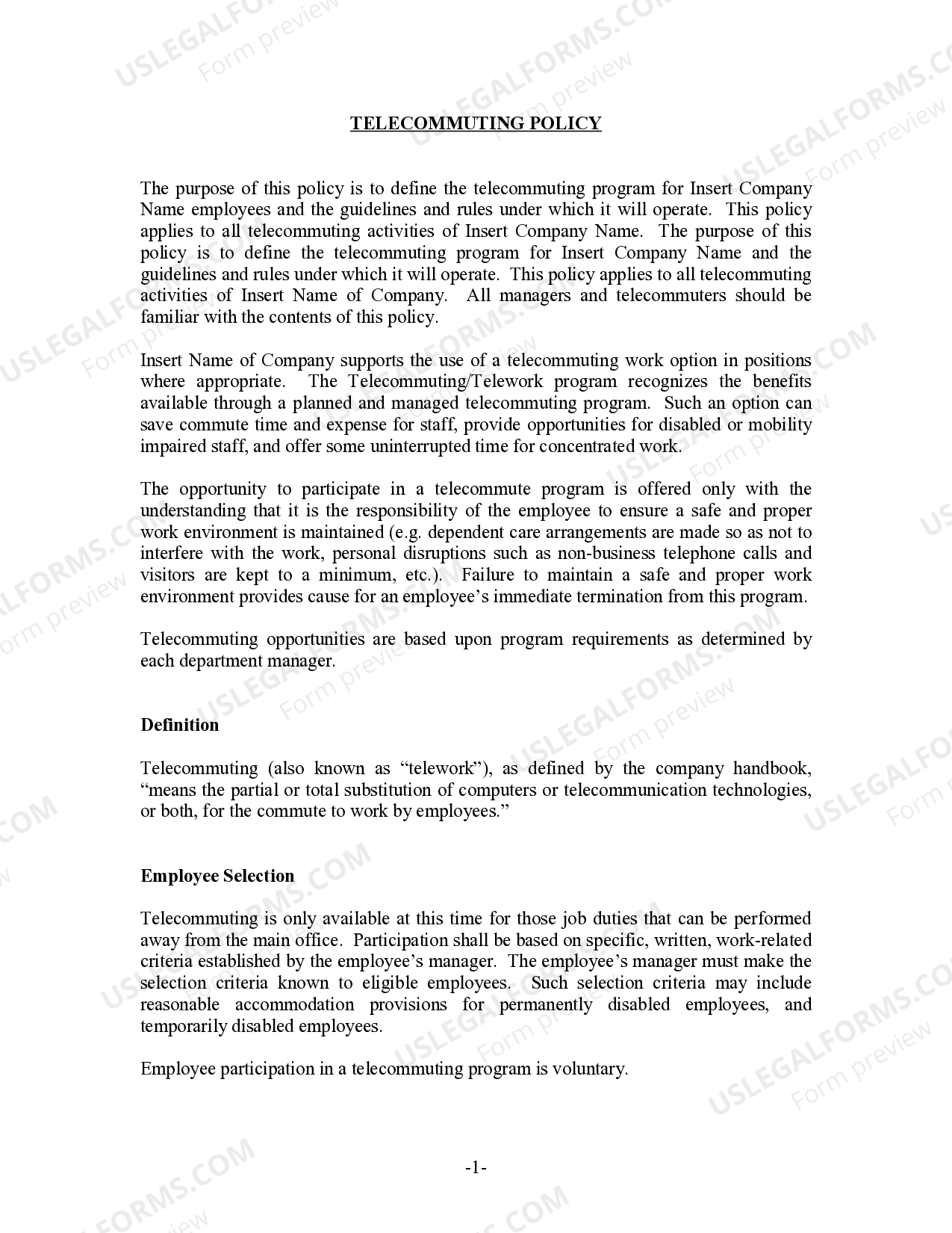 Maryland Telecommuting Policy | US Legal Forms