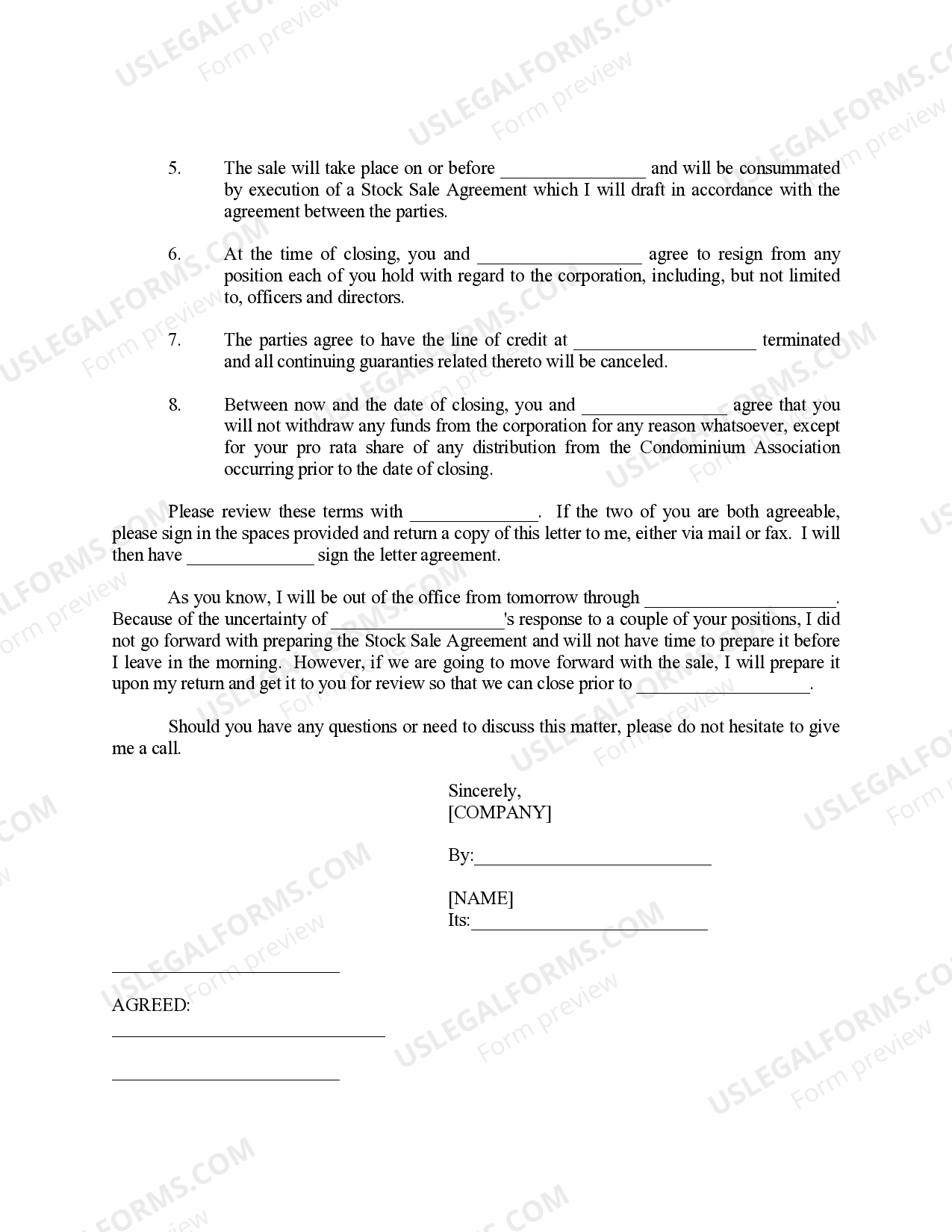 Sample Letter Concerning Counter Proposal of Purchase of Stock - Sample ...