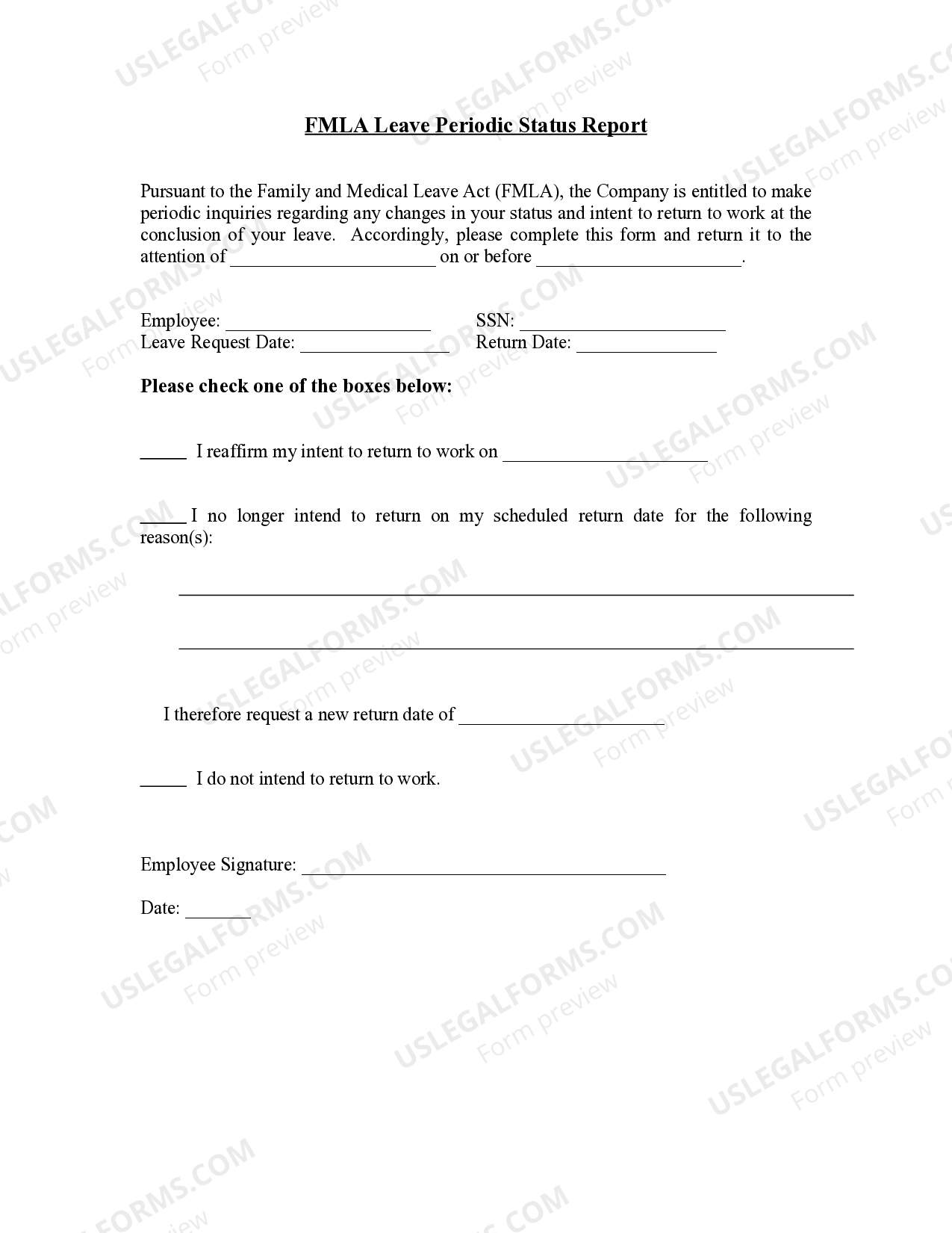 Puerto Rico FMLA Leave Periodic Status Report - Fmla | US Legal Forms