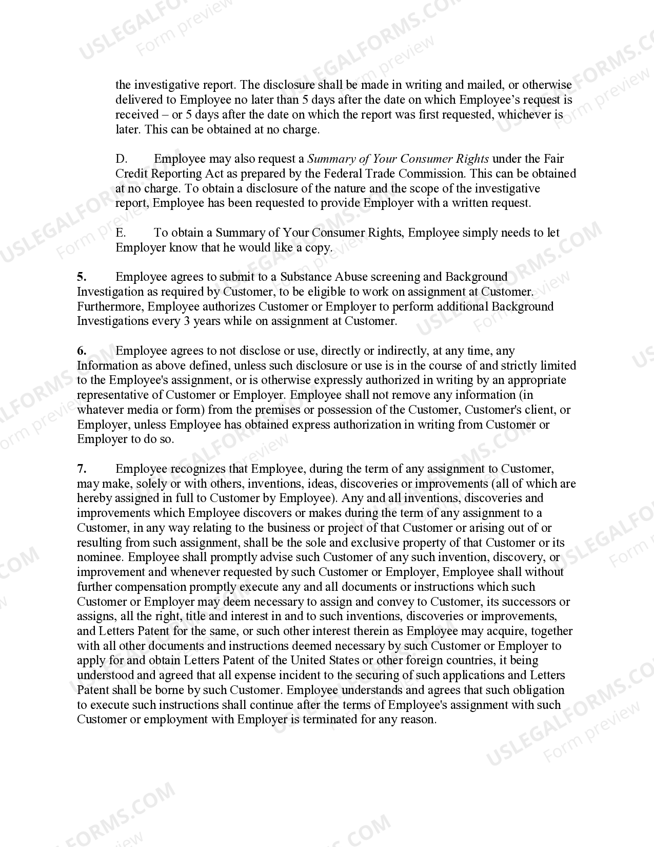 Agreement and Acknowledgement of Obligations to Employer and Customer ...