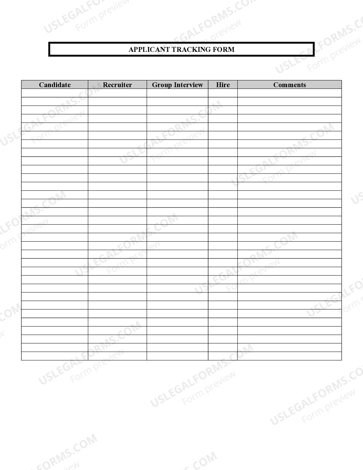 Arizona Applicant Tracking Form - Applicant Form | US Legal Forms