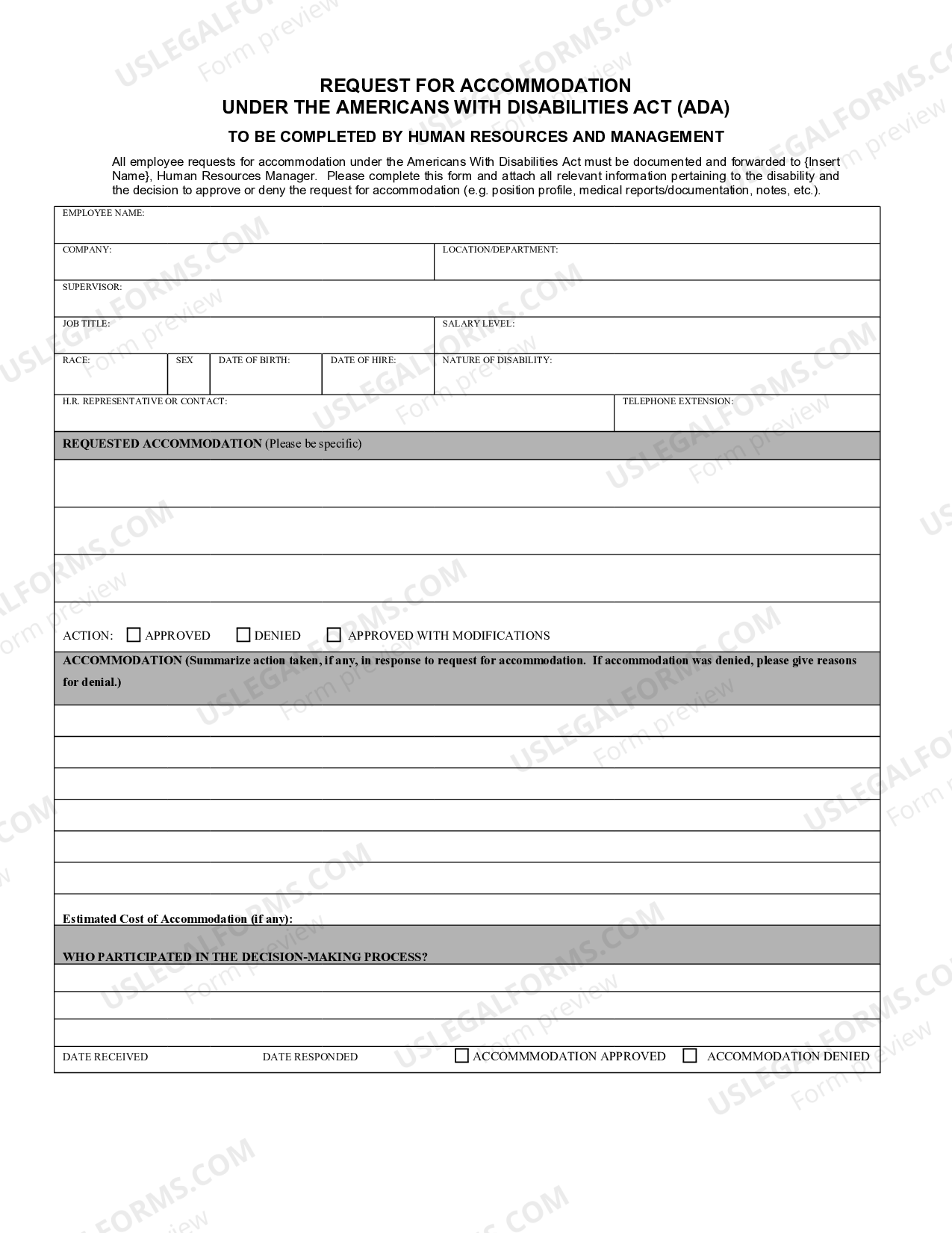 Montana Request for Accommodation under the ADA - Under Ada | US Legal ...