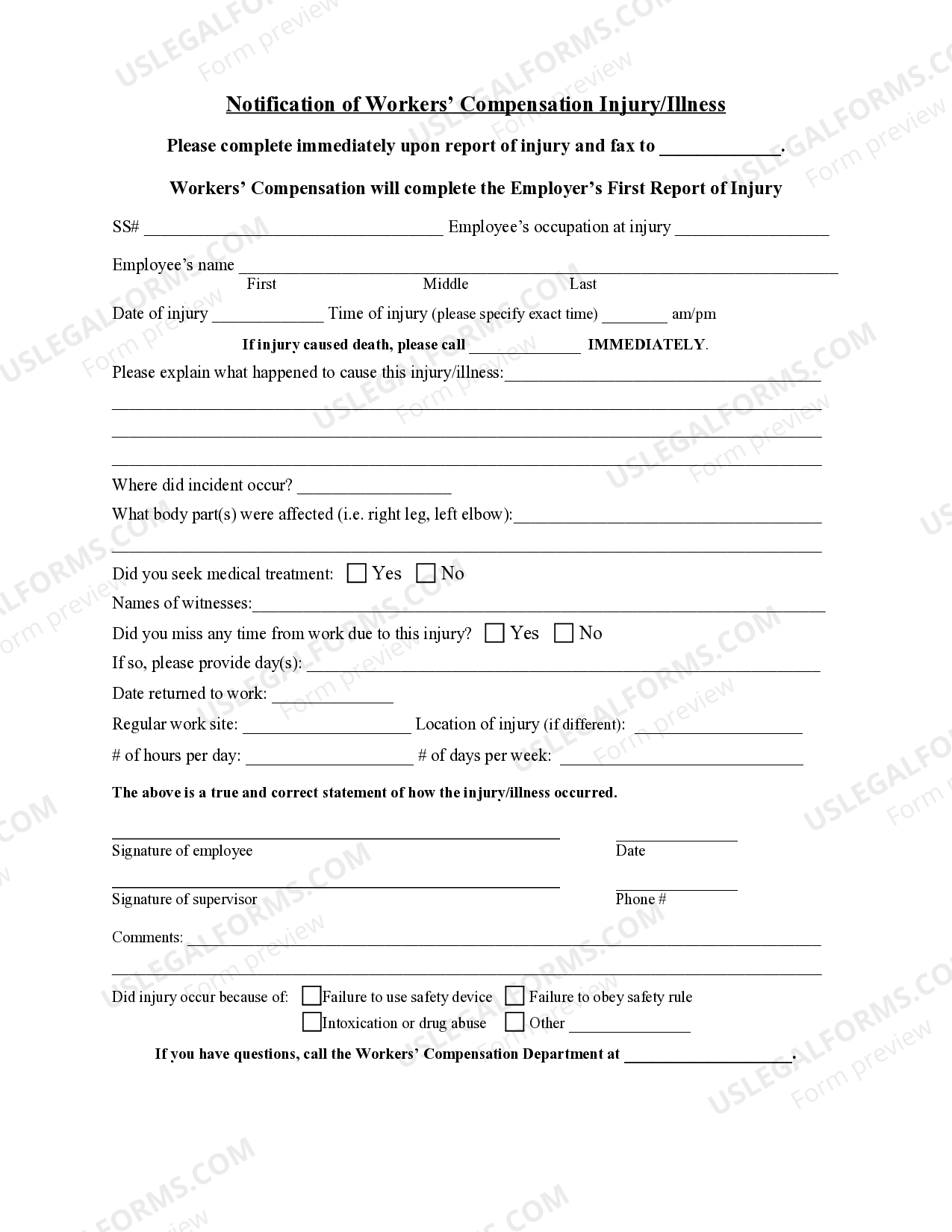 New Hampshire Notification of Workers' Compensation Injury - Illness ...