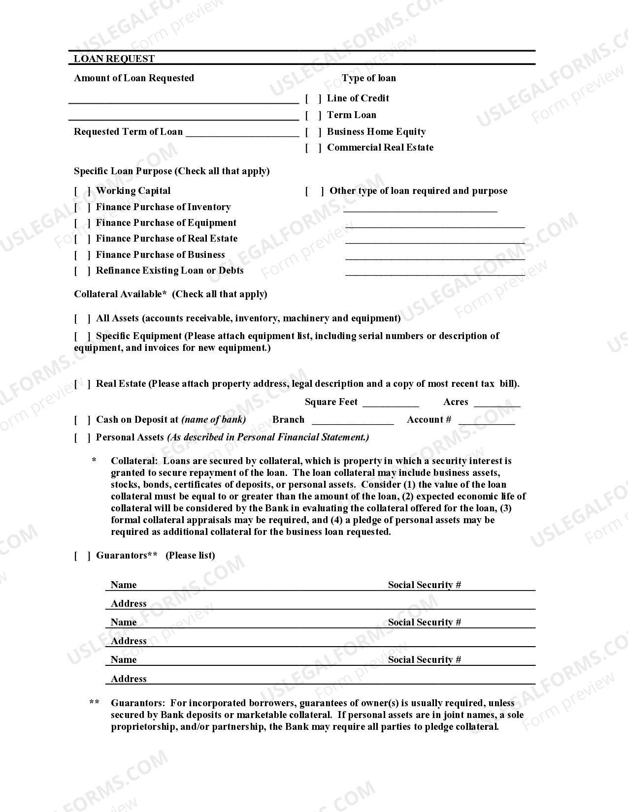 Bank Loan Application Form and Checklist | US Legal Forms