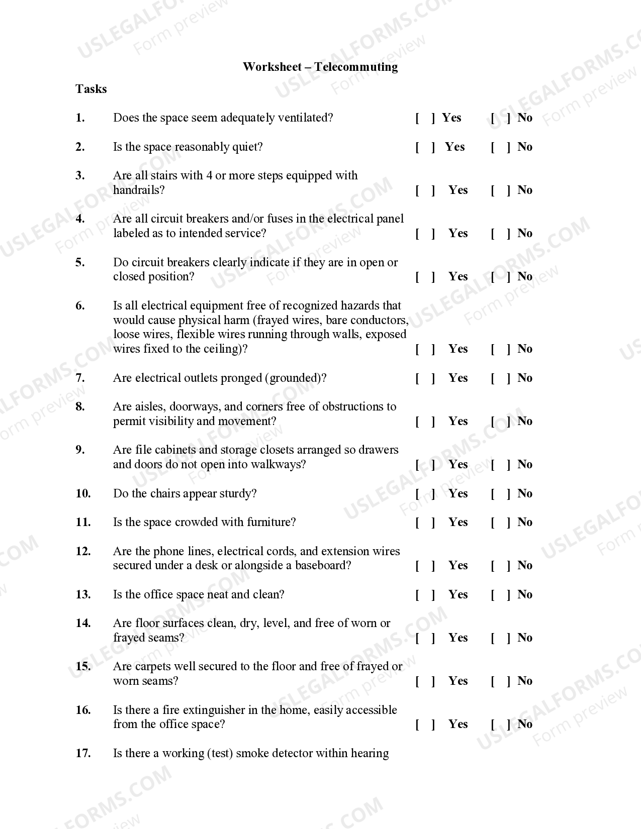 Worksheet ??? Telecommuting | US Legal Forms