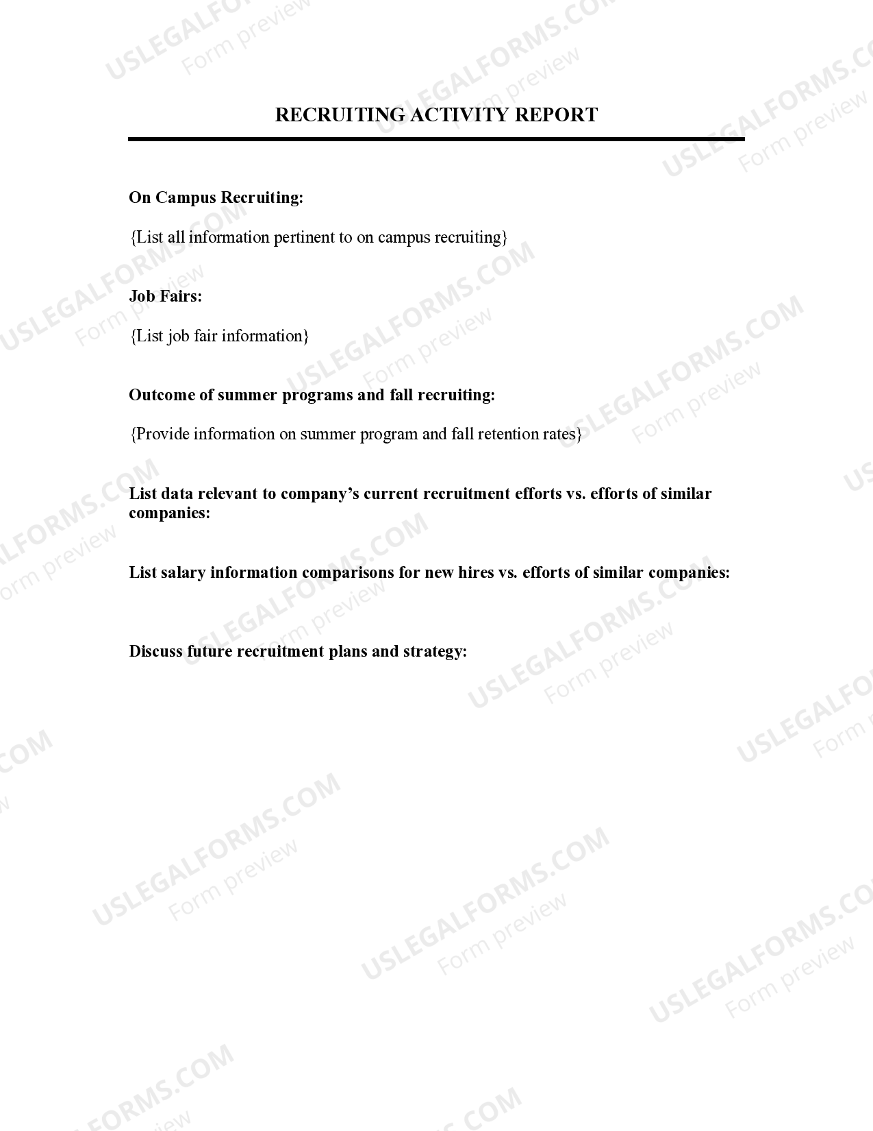 Oregon Recruiting Activity Report - Events | US Legal Forms