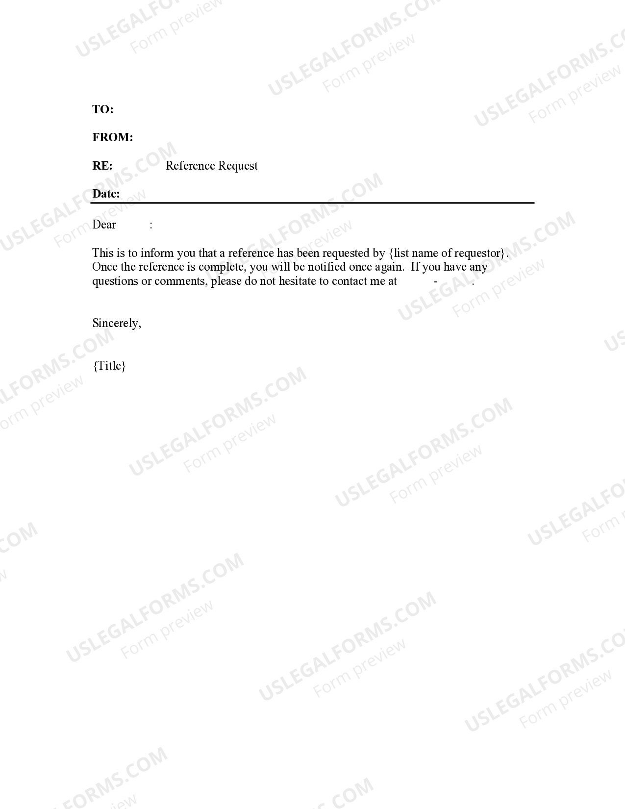 Illinois Reference Request Notice - Reference Notice | US Legal Forms