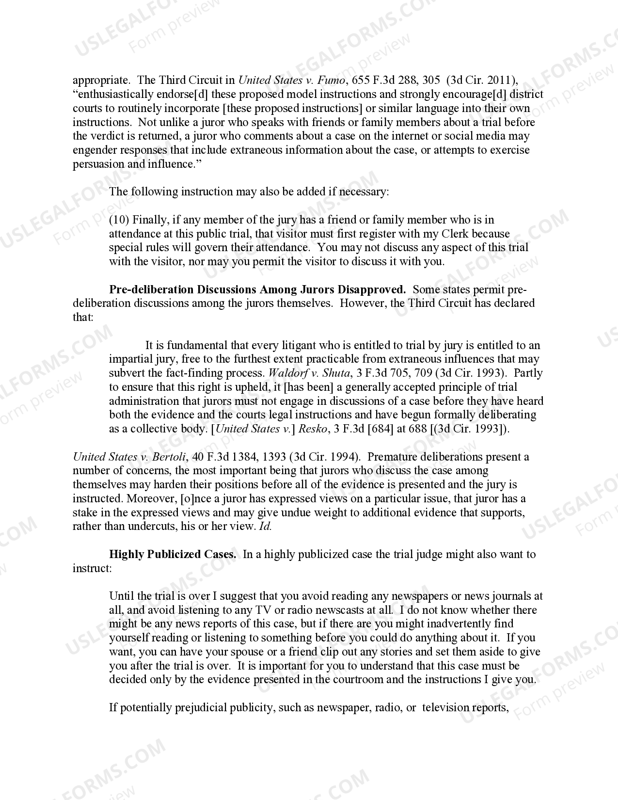 Conduct of the Jury | US Legal Forms