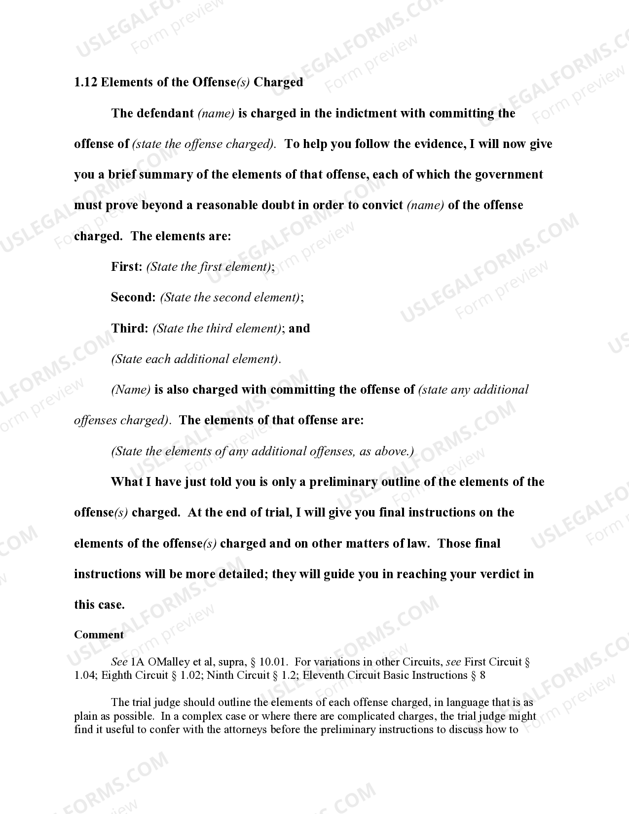 Elements of the Offense(s) Charged | US Legal Forms