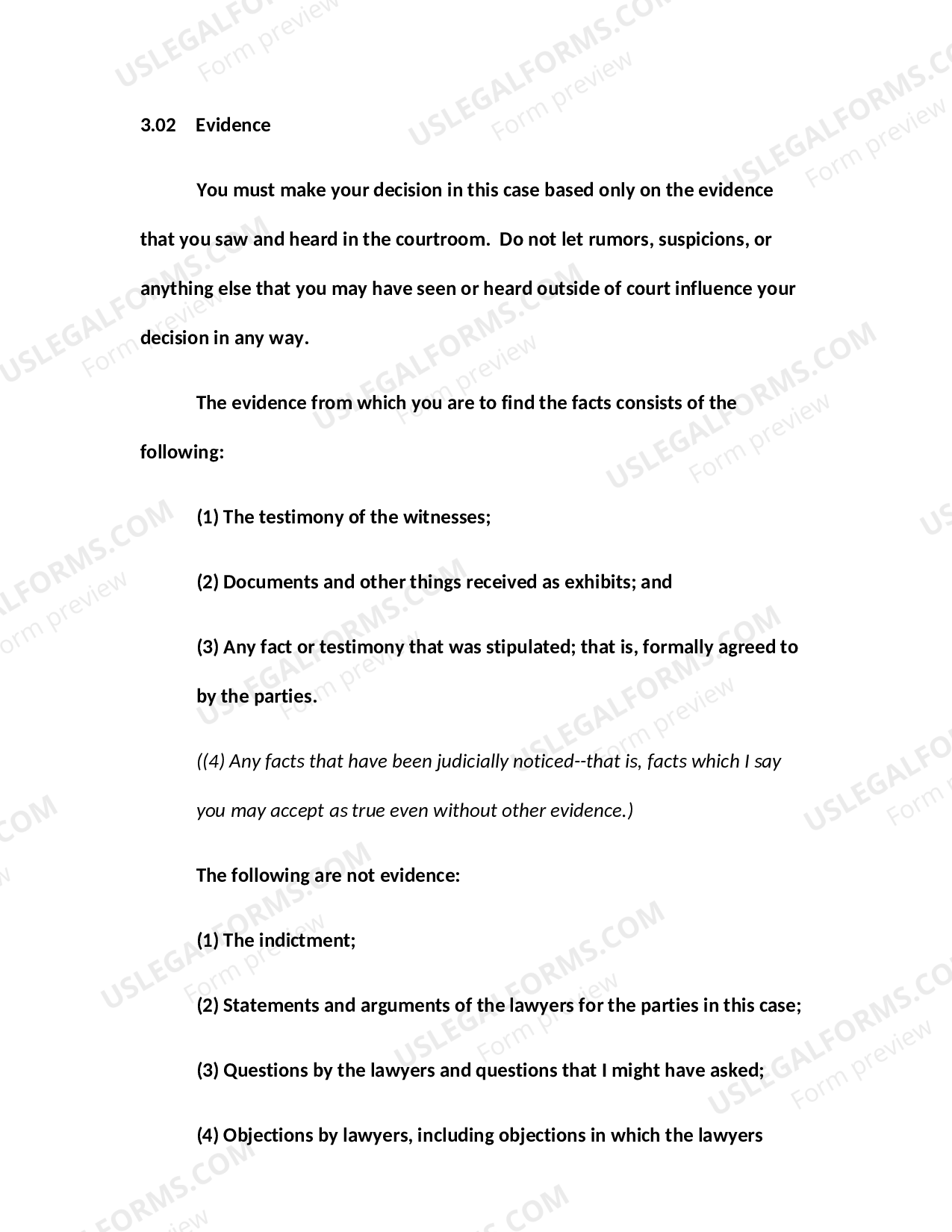 Evidence | US Legal Forms