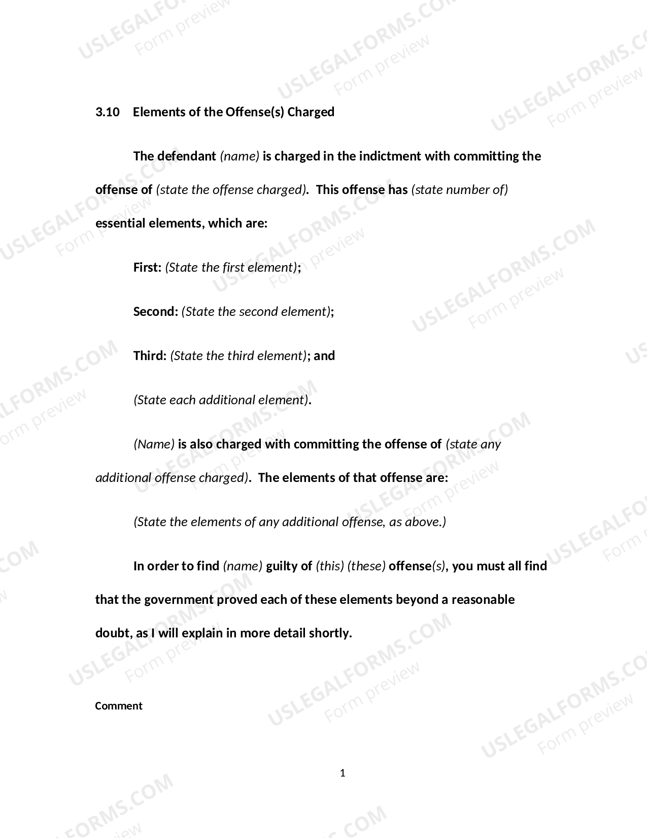 Elements of Offense(s) Charged | US Legal Forms