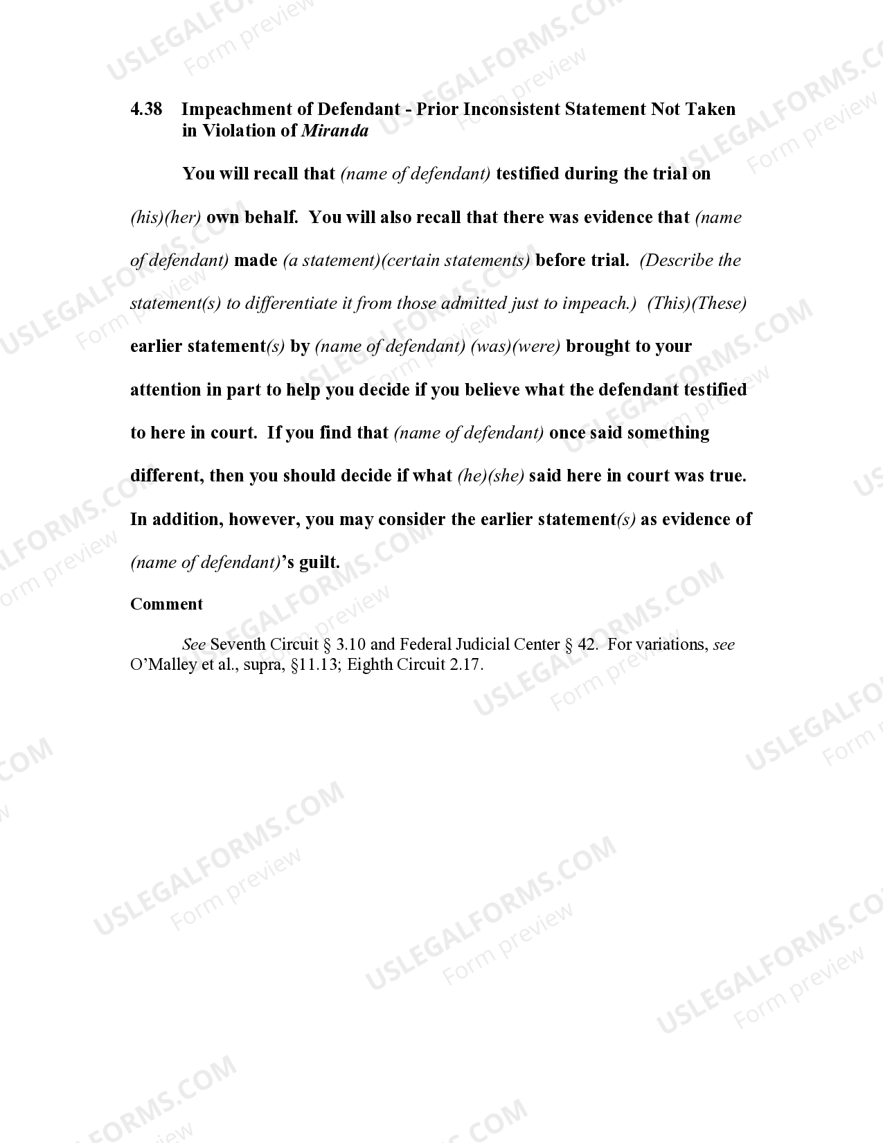 Impeachment of Defendant - Prior Inconsistent Statement Not Taken in ...