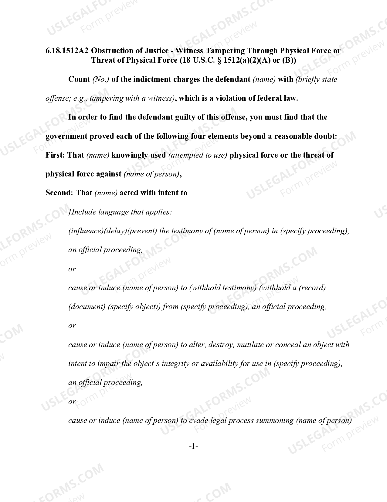 Obstruction of Justice - Witness Tampering Through Physical Force or ...