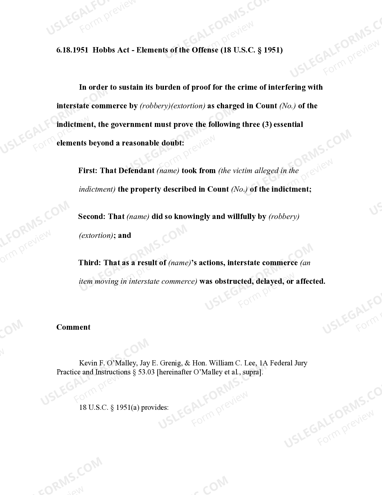 Hobbs Act - Elements of the Offense (18 U.S.C. Sec. 1951) (revised 2014 ...