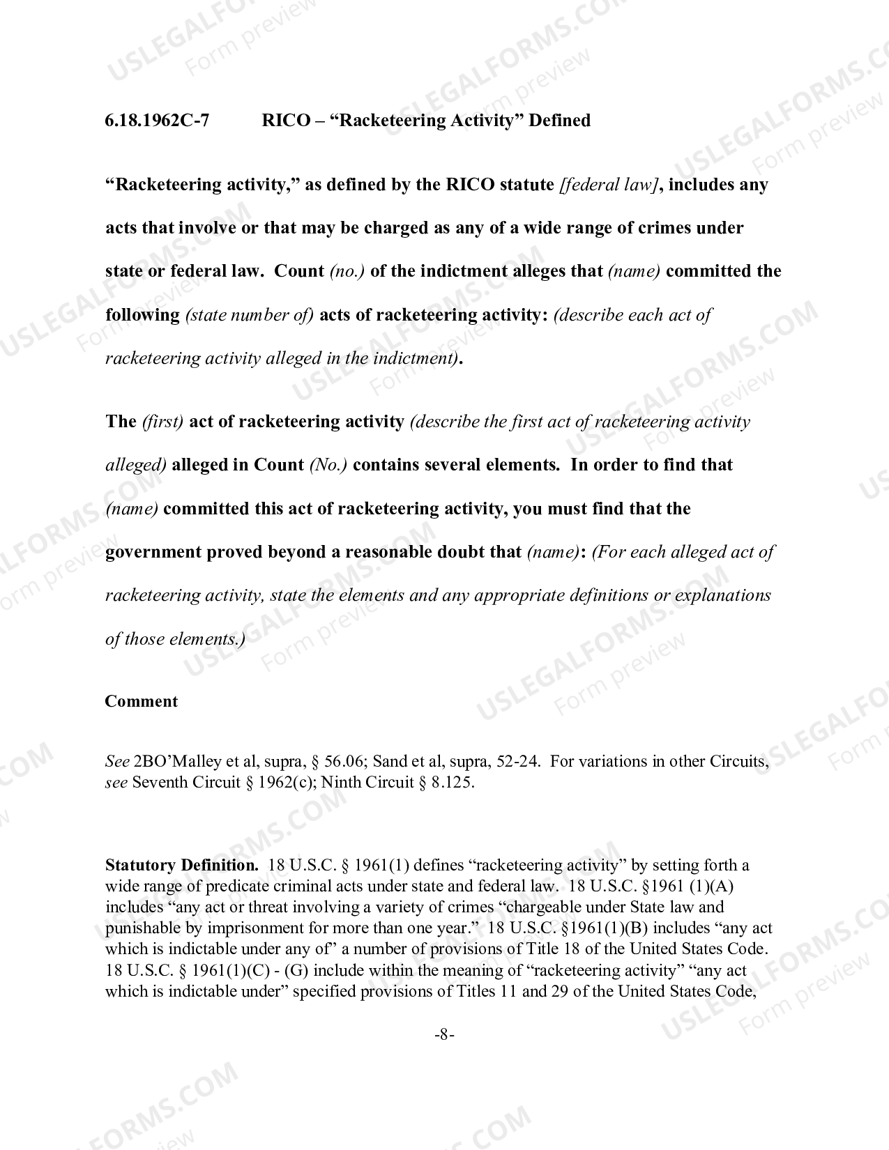 RICO - "Pattern Of Racketeering Activity" Defined | US Legal Forms