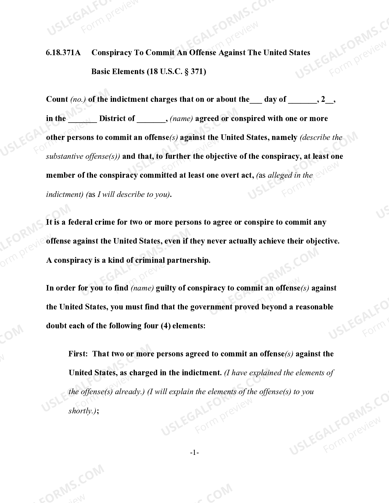 Conspiracy to Commit an Offense Against the United States - Basic ...