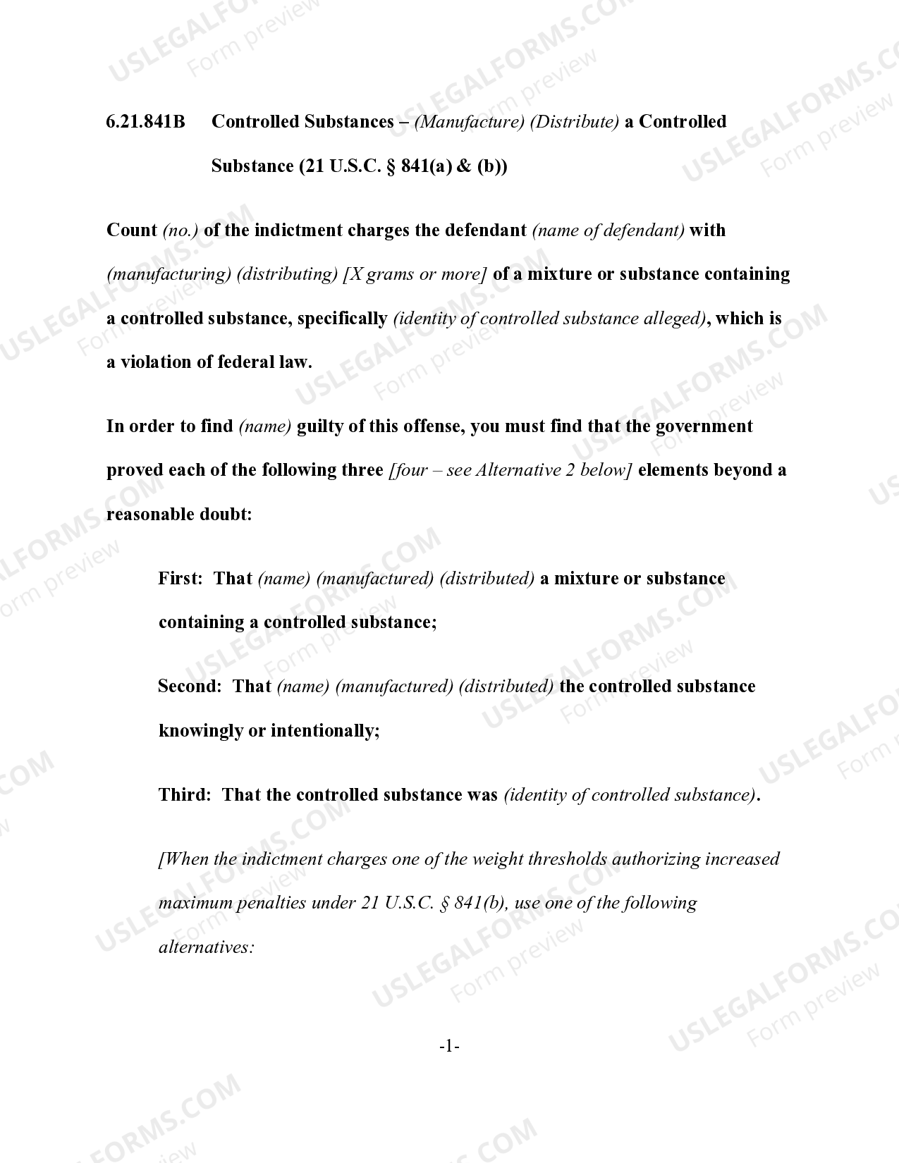 (Manufacture) (Distribute) a Controlled Substance (21 U.S.C. Sec. 841(a ...