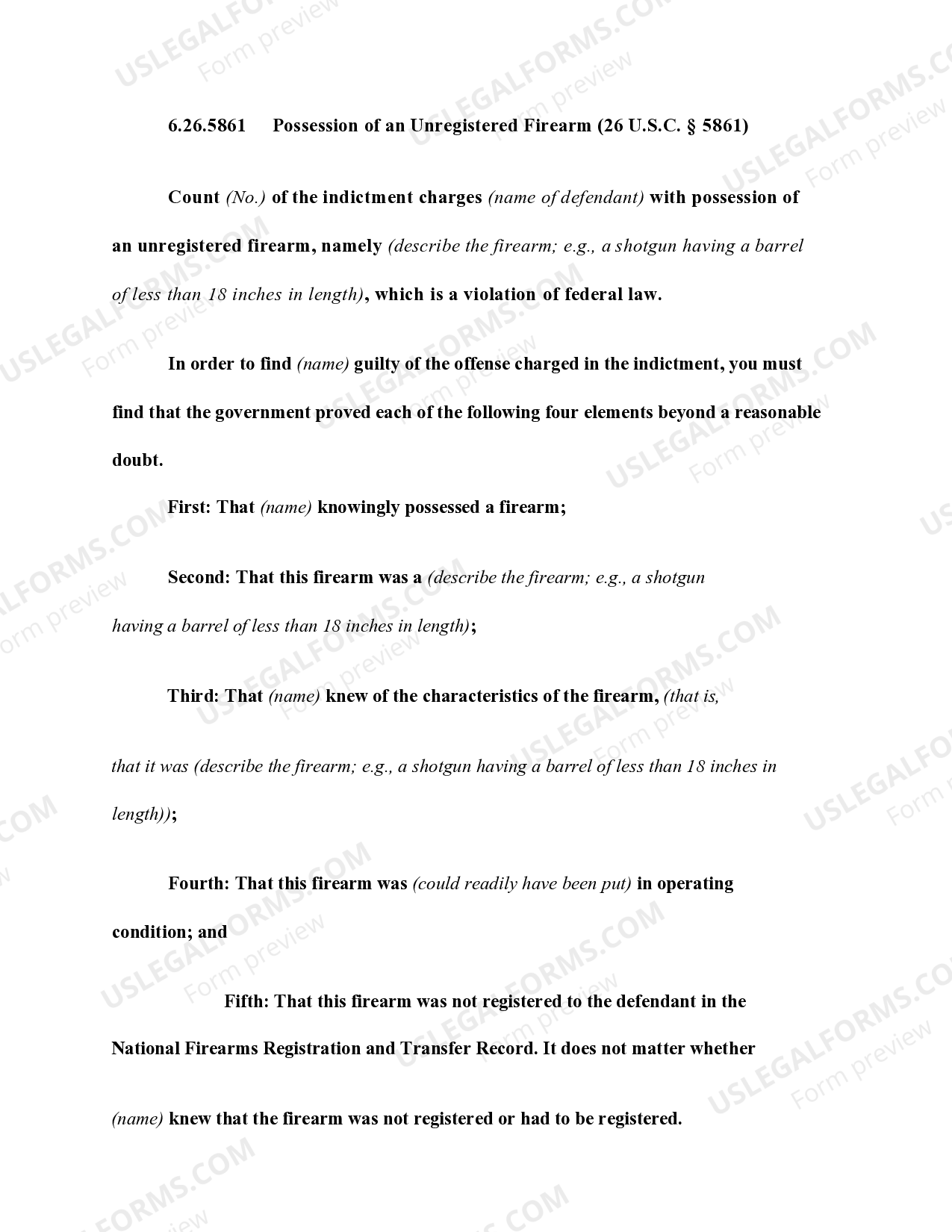 Possession of an Unregistered Firearm (26 U.S.C. Sec. 5861) | US Legal ...