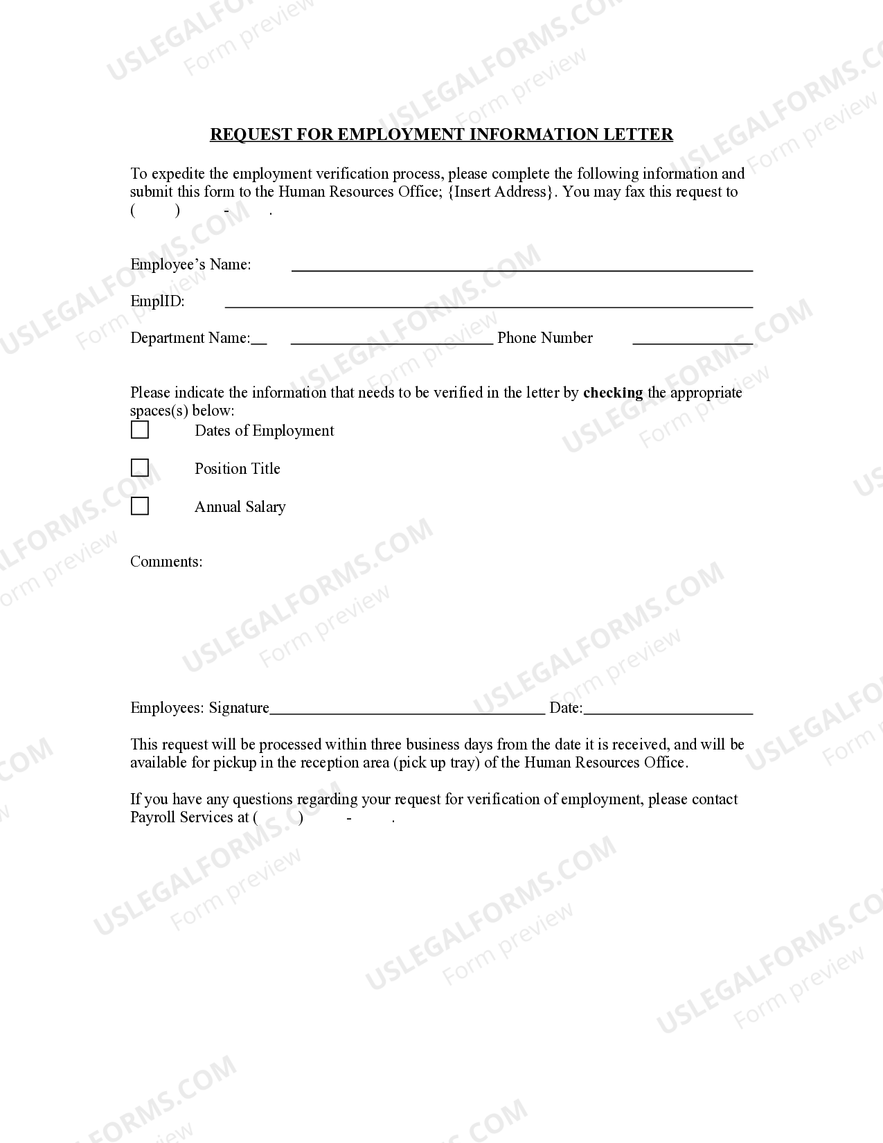 Rhode Island Request for Employment Information Letter - Form ...