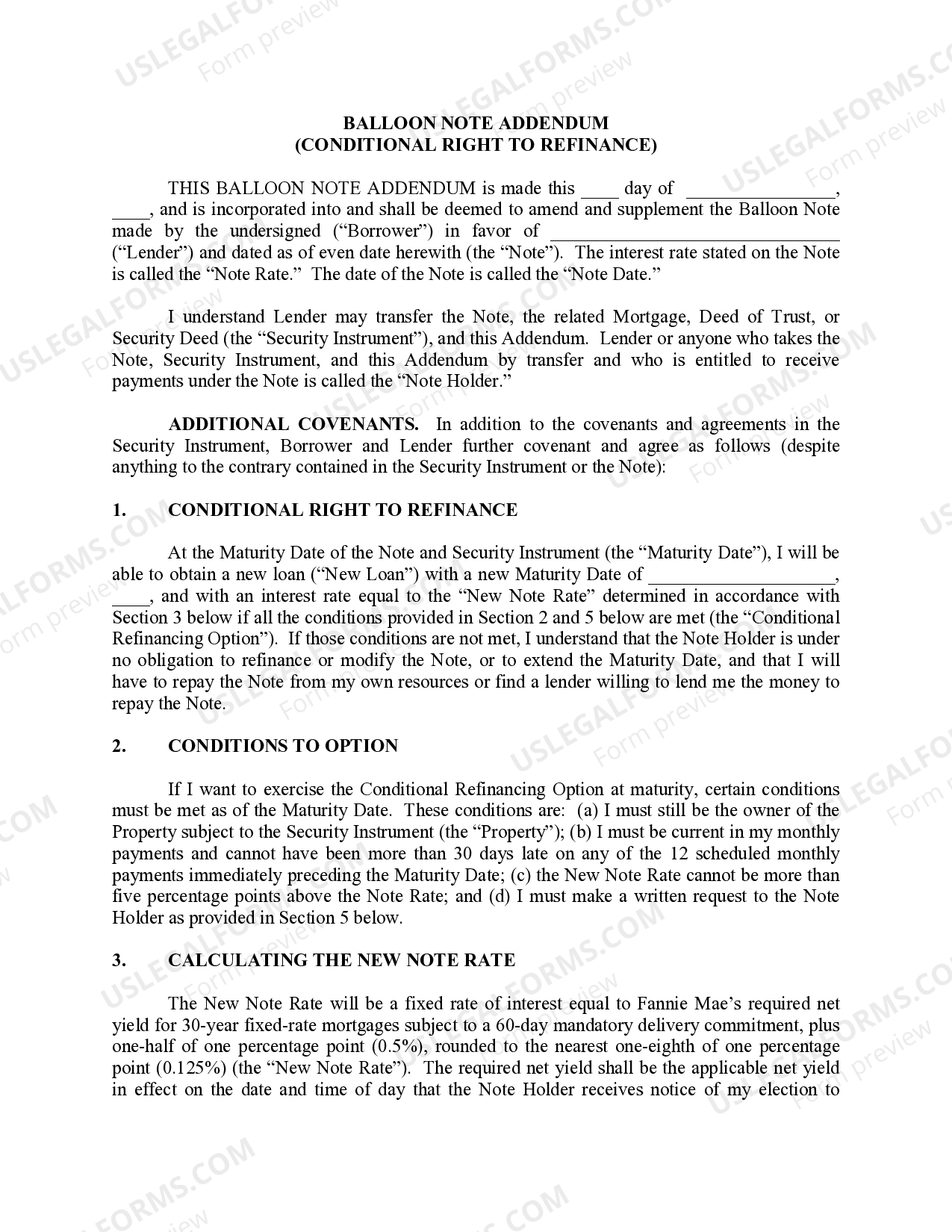 Multistate Balloon Note Addendum - Single Family | US Legal Forms