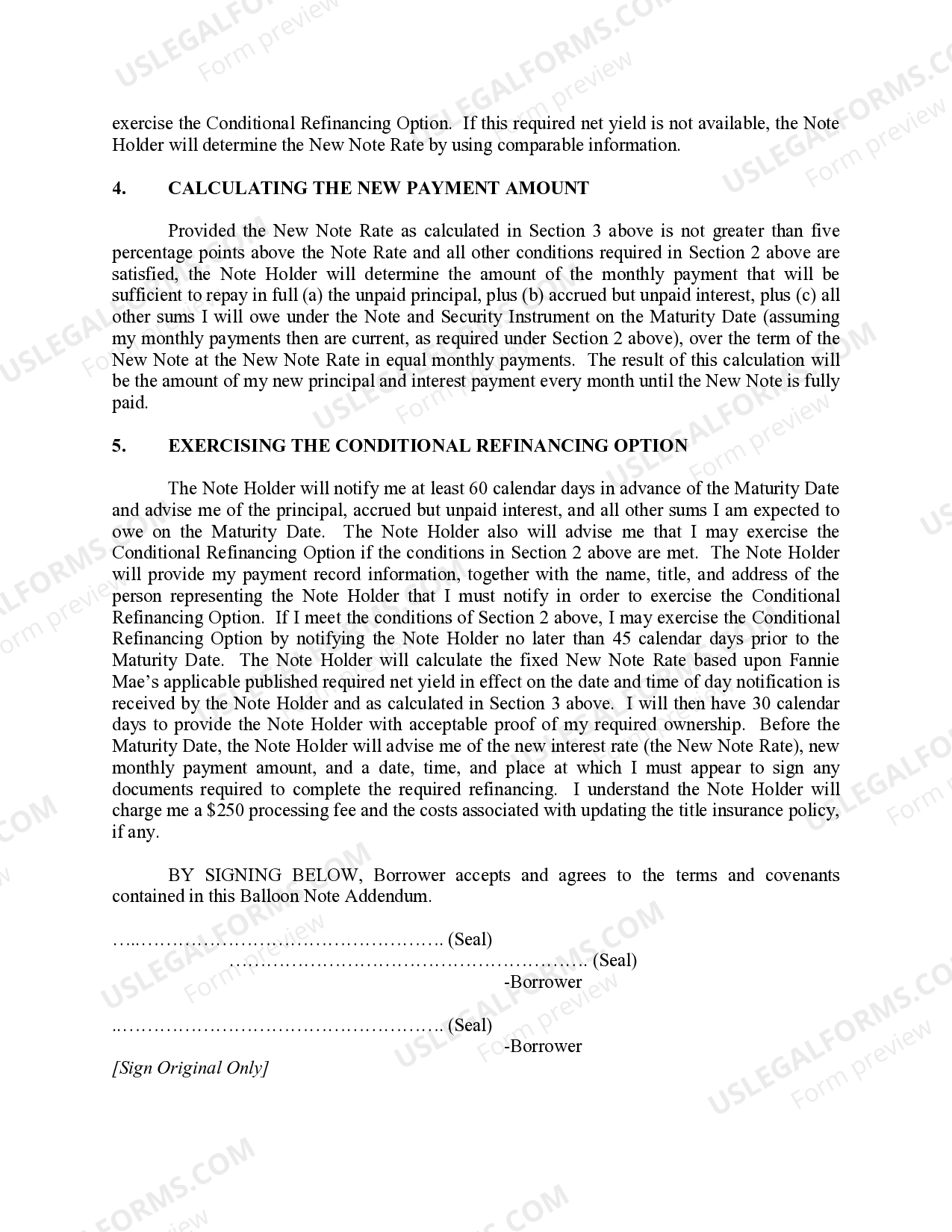 Multistate Balloon Note Addendum - Single Family | US Legal Forms