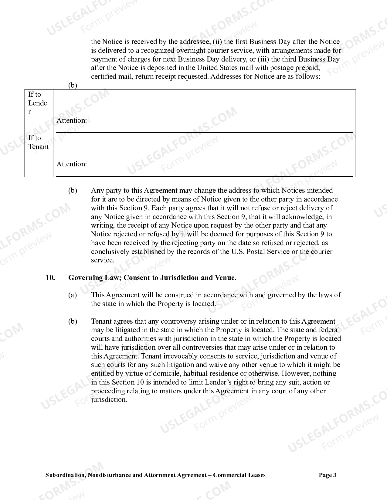 Subordination, Nondisturbance and Attornement Agreement | US Legal Forms