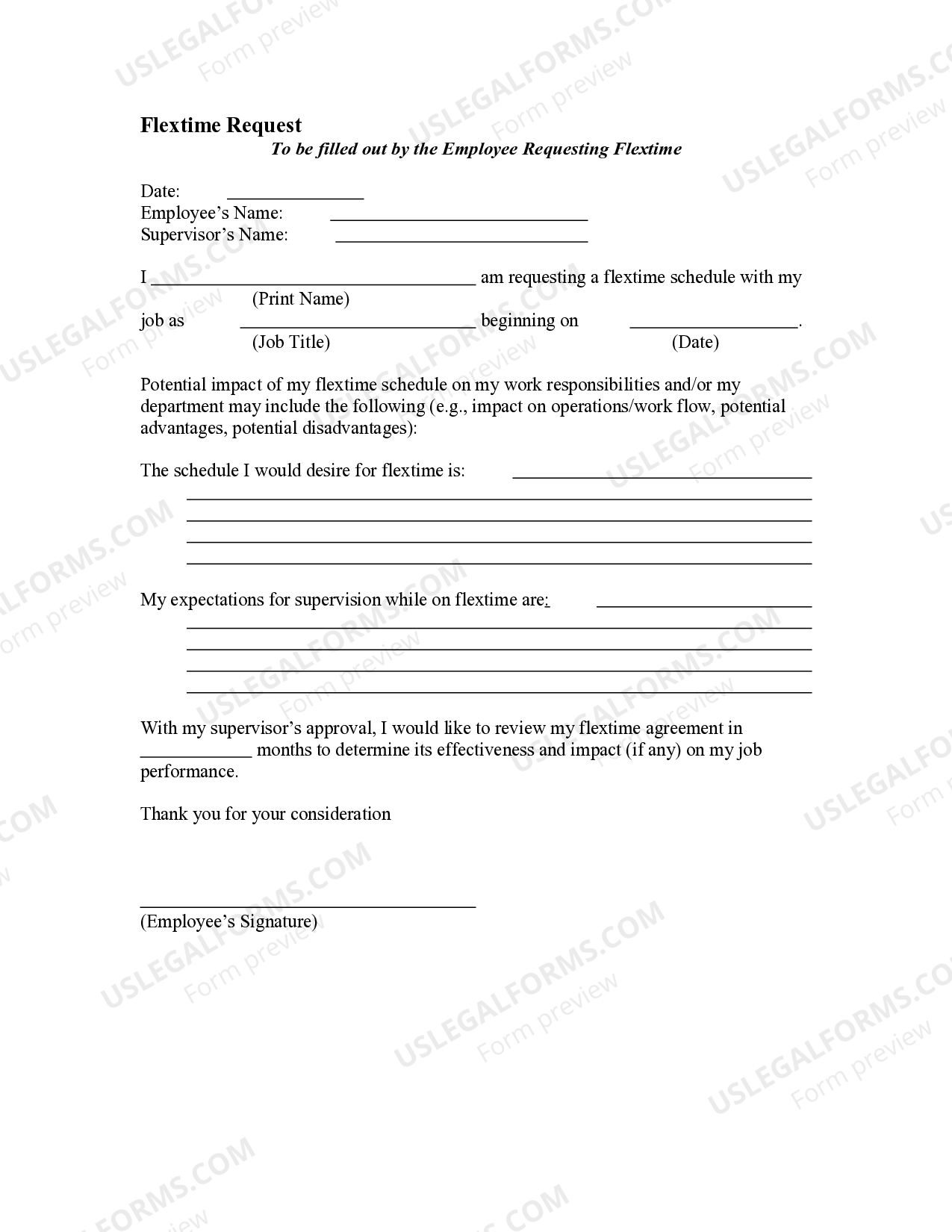 Minnesota Flextime Time Request - Time Request Form | US Legal Forms