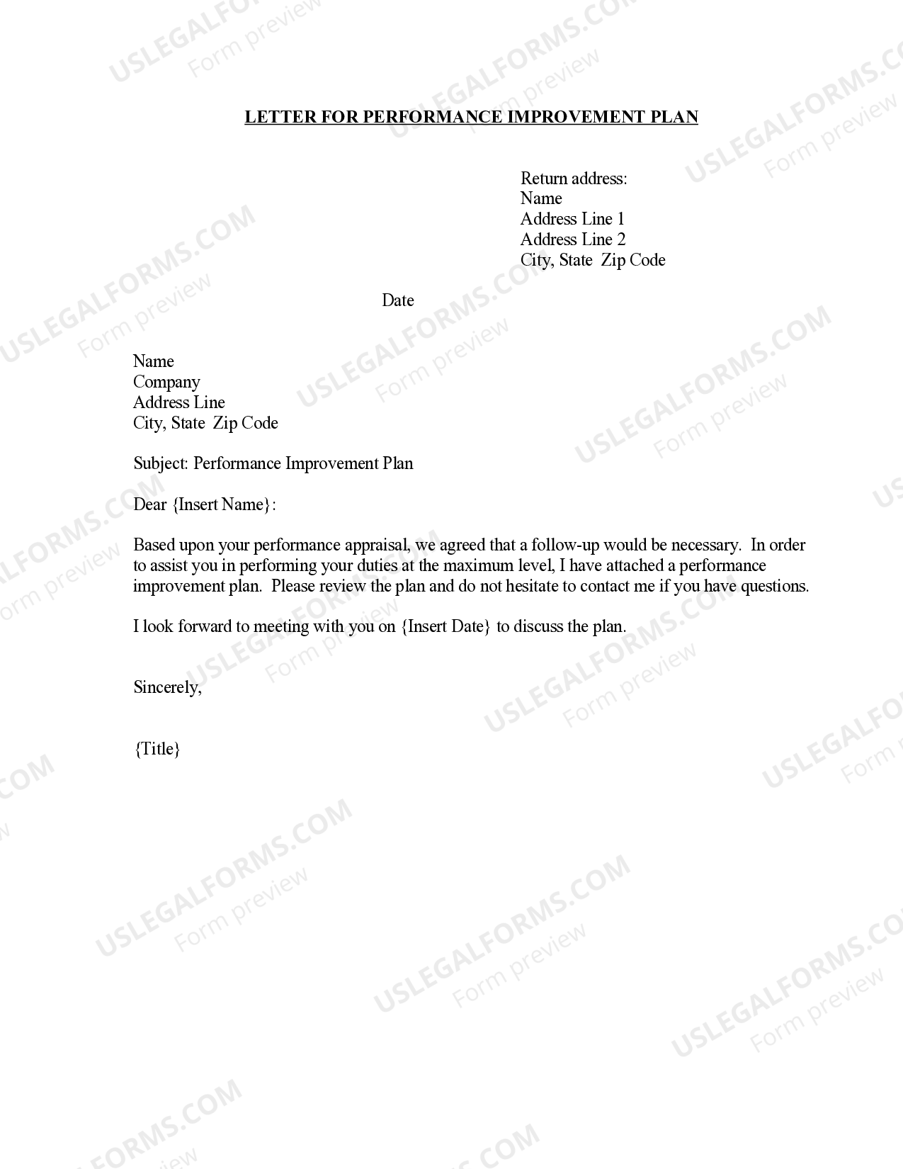 Pennsylvania Letter for Performance Improvement Plan - Simple ...