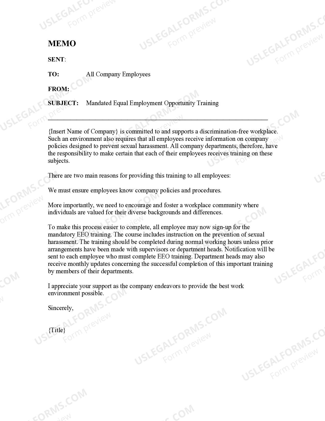 Illinois Memo - Mandated Equal Employment Opportunity Training | US ...