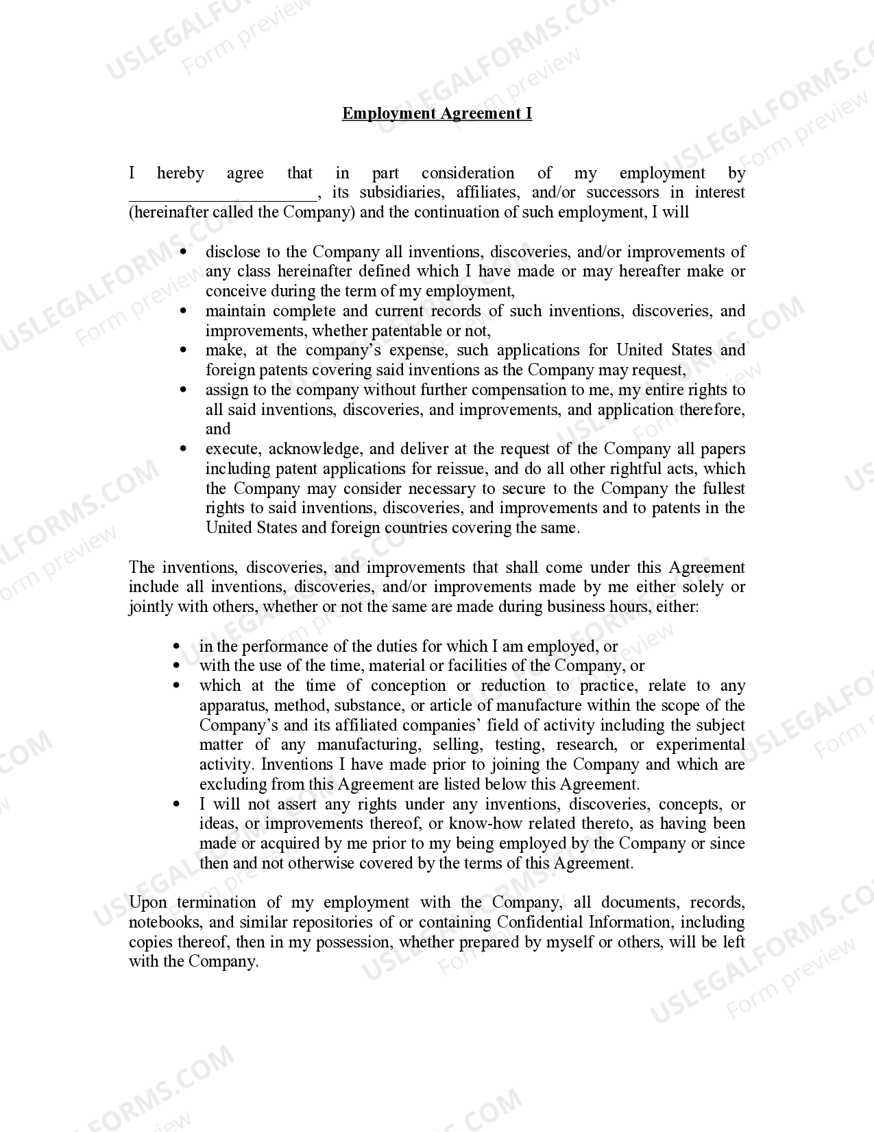 Montana Employment Agreement to be Signed by Employee regarding ...