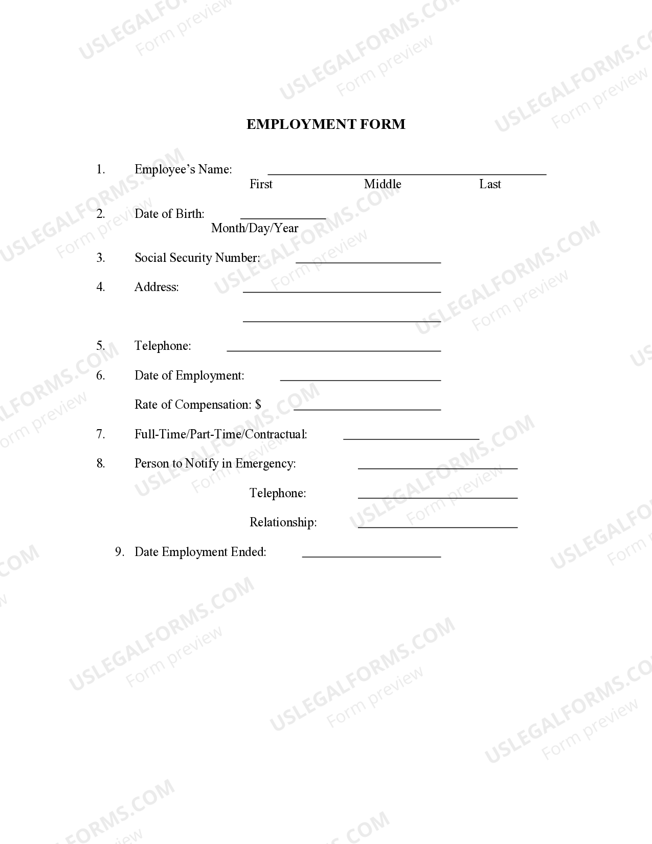 West Virginia Employment Form - Employment Form | US Legal Forms