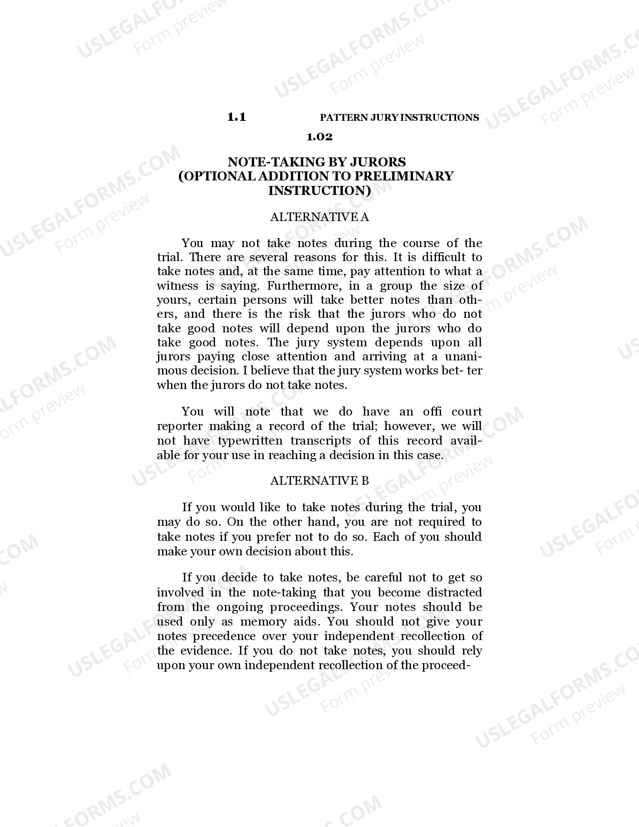 Note-Taking by Jurors | US Legal Forms