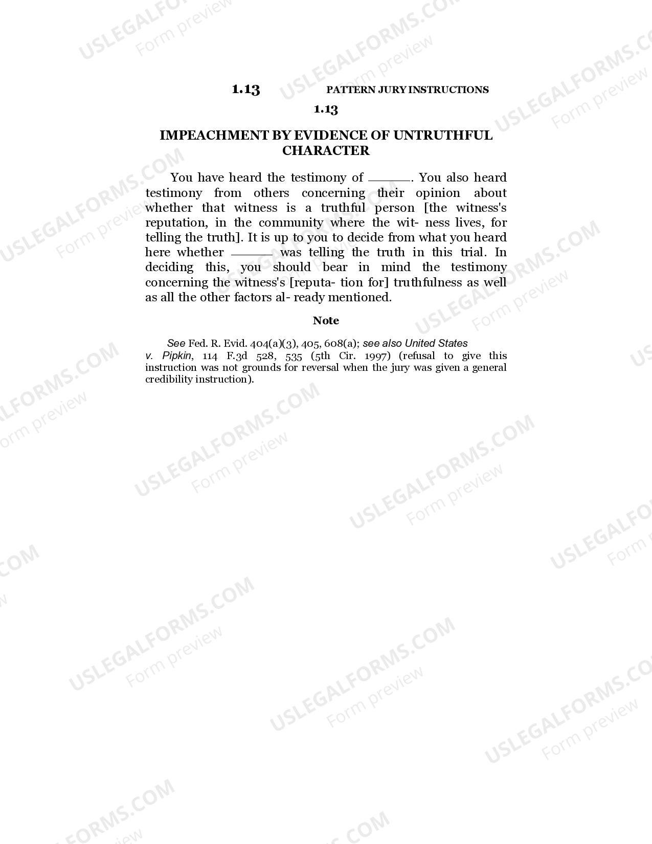 Impeachment by Evidence of Untruthful Chartacter | US Legal Forms