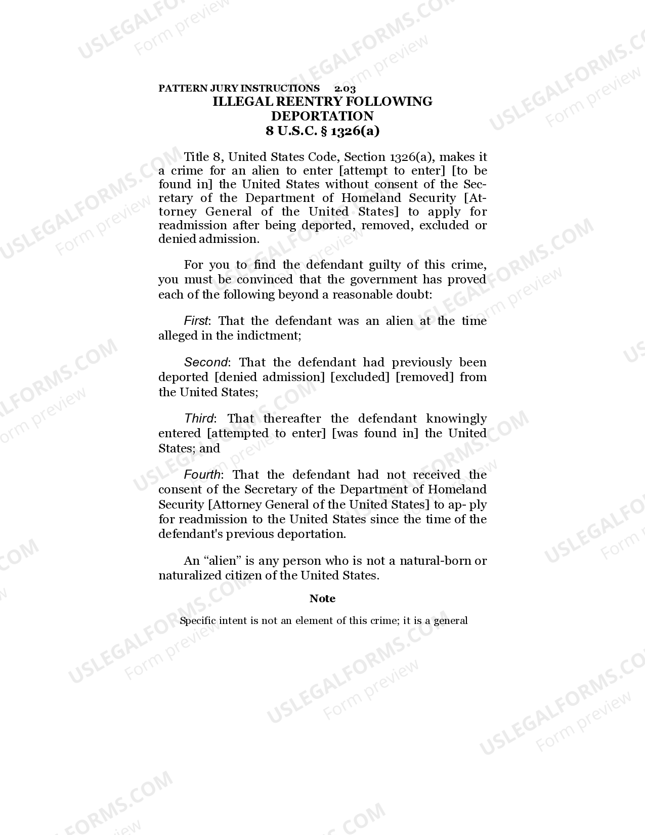 Illegal Re-entry Following Deportation | US Legal Forms