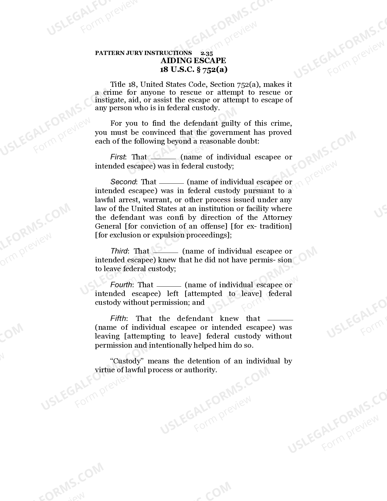 Aiding Escape | US Legal Forms