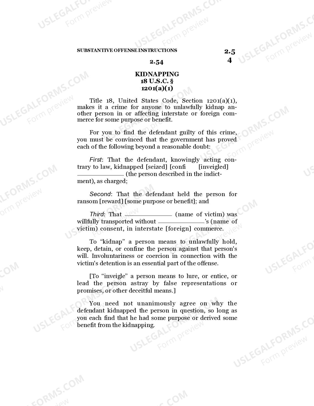 Kidnapping | US Legal Forms