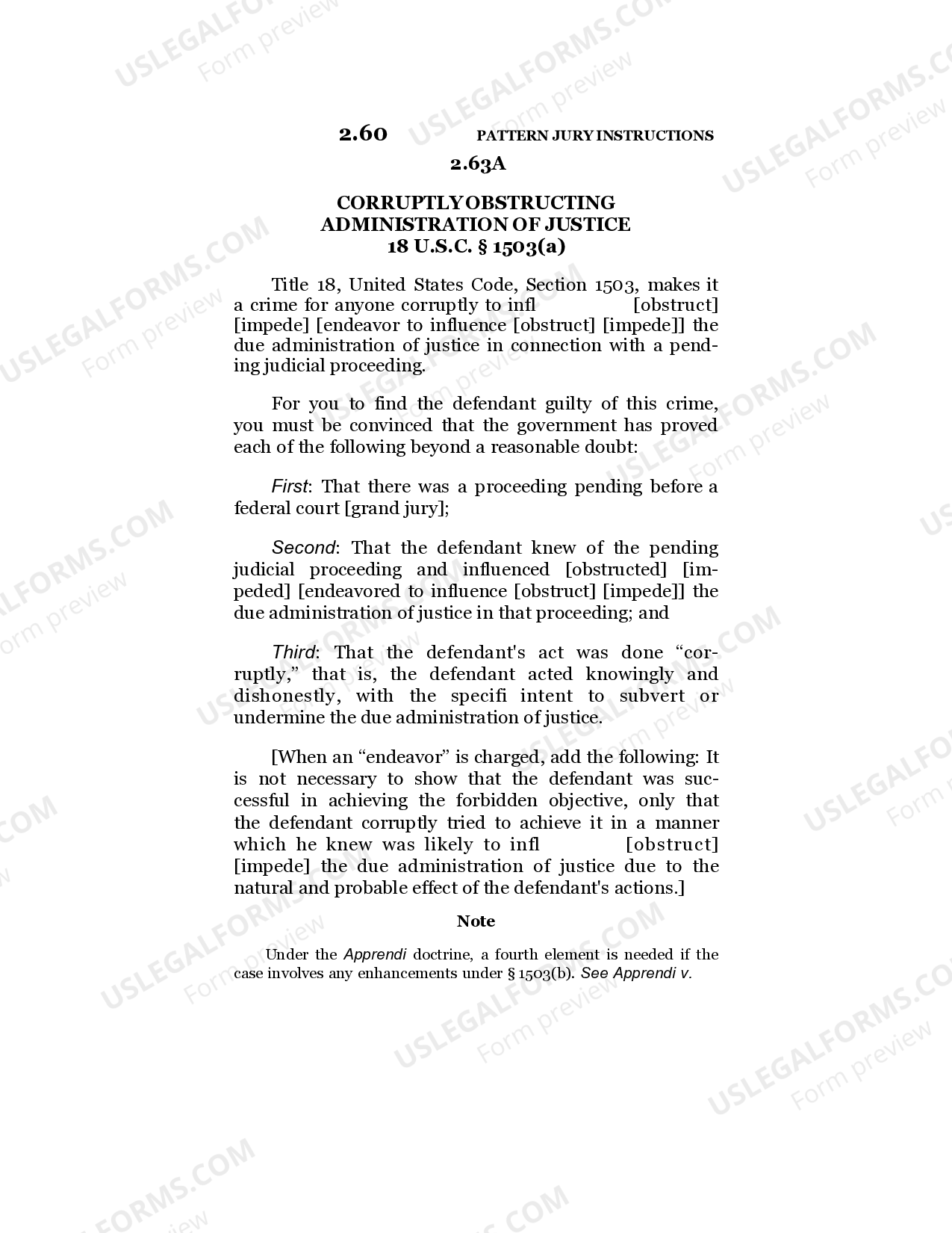 Corruptly Obstructing Administration of Justice | US Legal Forms