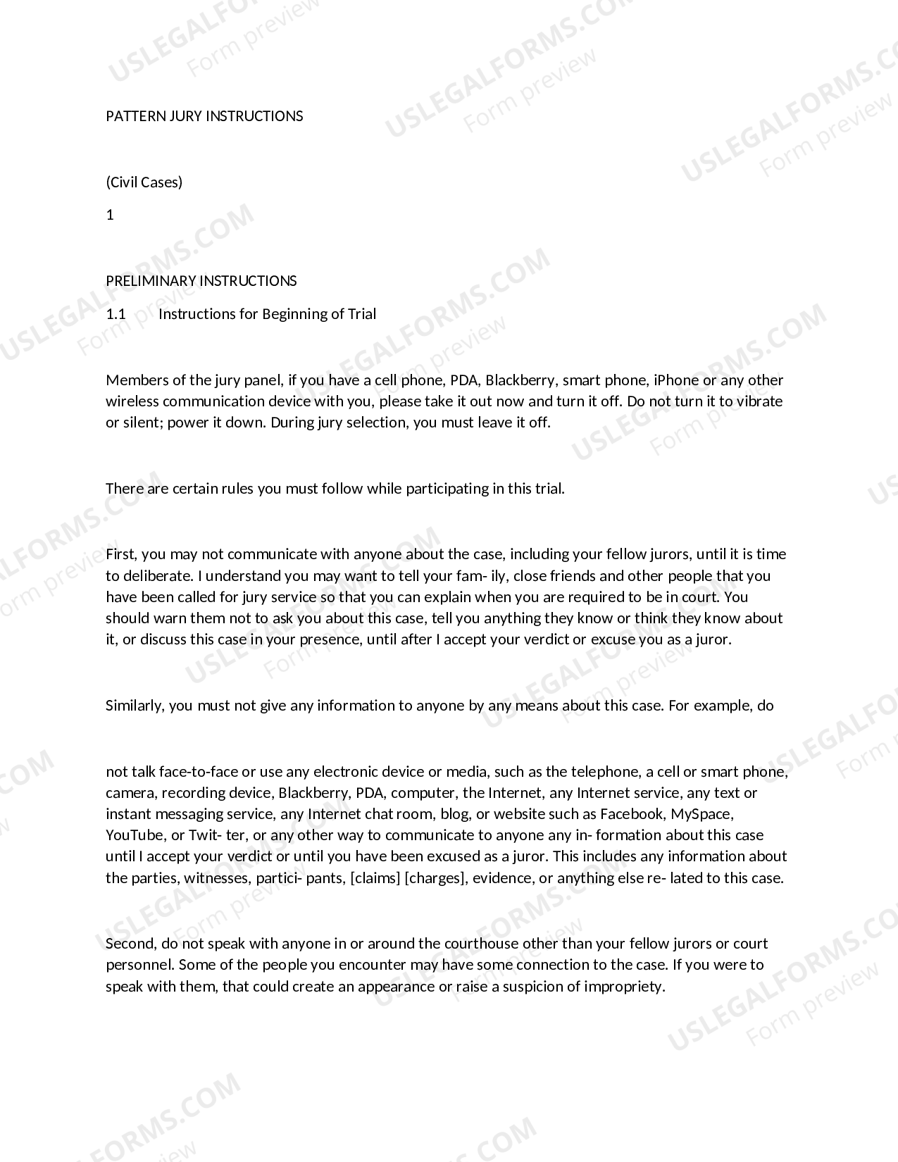 Cautionary Instructions | US Legal Forms