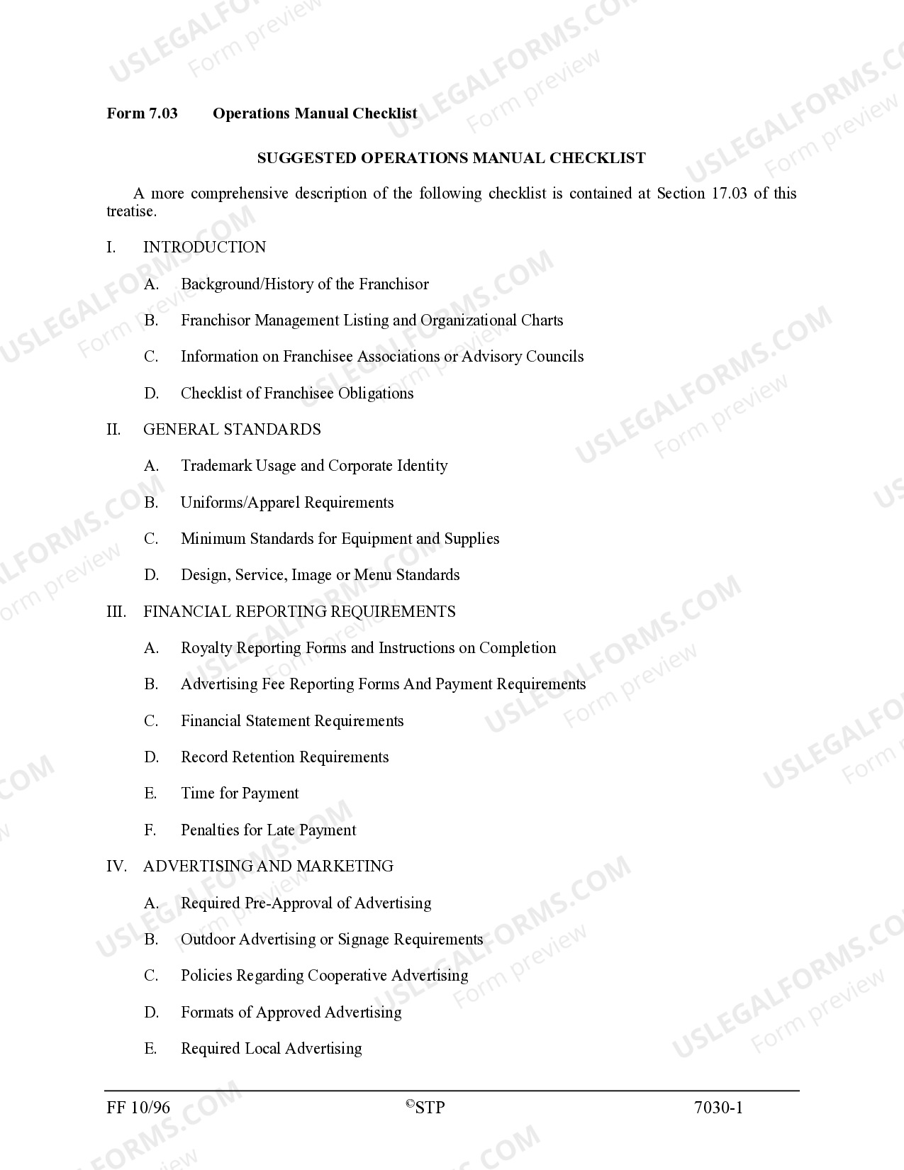 Operations Manual Checklist | US Legal Forms