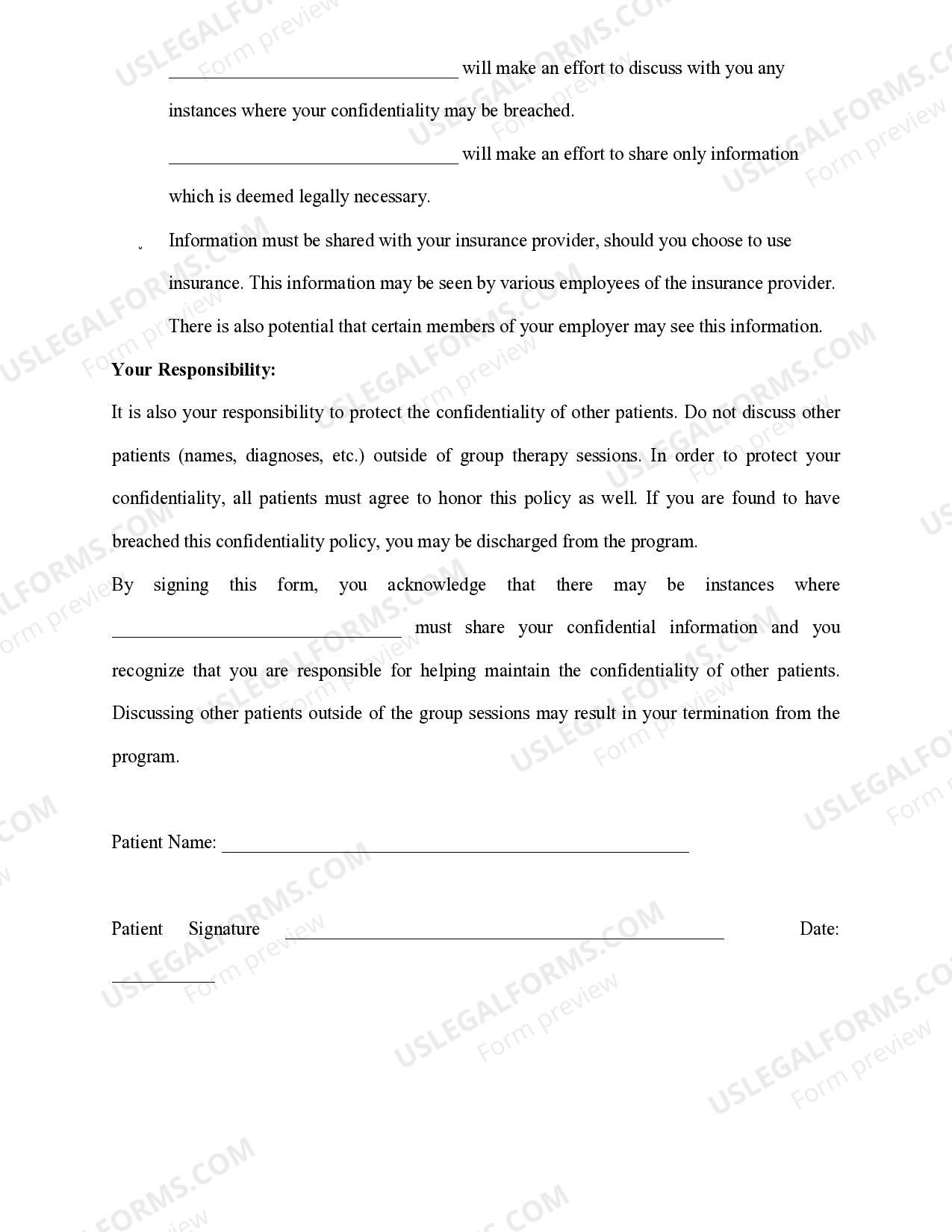 Confidentiality Agreement-Letter Format - Therapy or Counseling ...