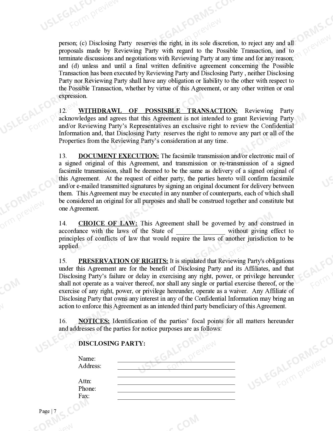Confidentiality Agreement for Offshore Operations with Limited Disclosure Clause | US Legal Forms