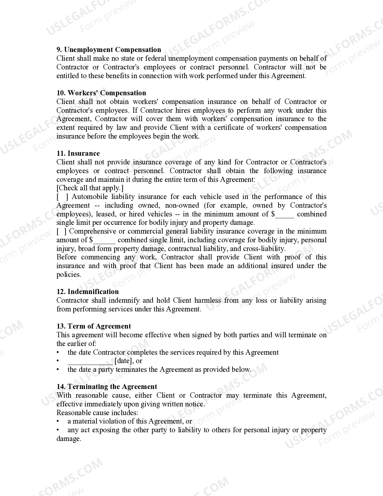 Independent Contract Agreement | US Legal Forms