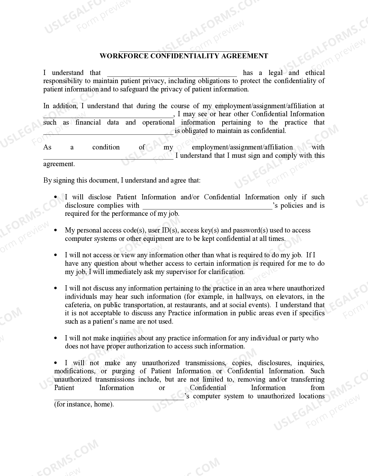 Patient Confidentiality Agreement Template