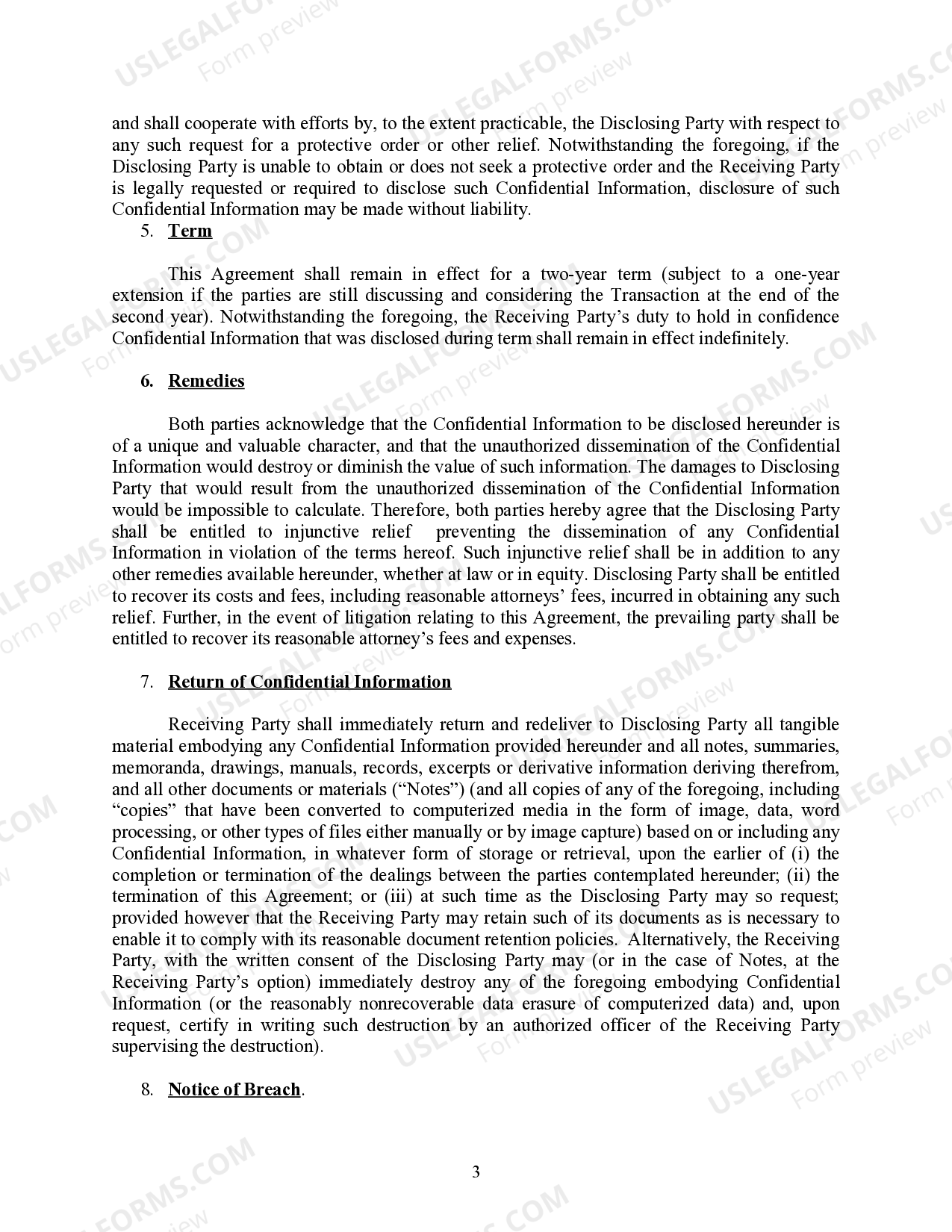 Nondisclosure Agreement of Proprietary Information of Disclosing Party ...