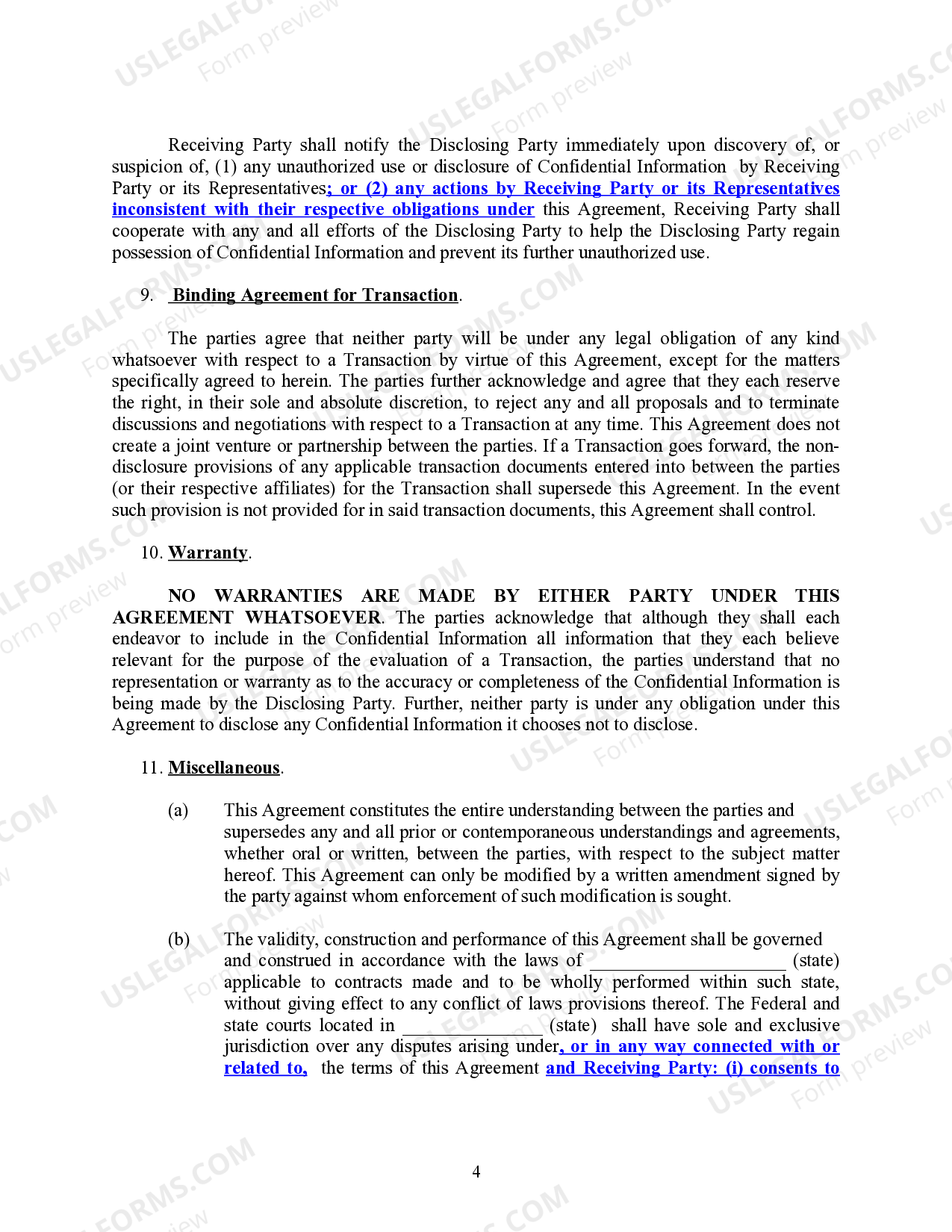 Nondisclosure Agreement of Proprietary Information of Disclosing Party ...