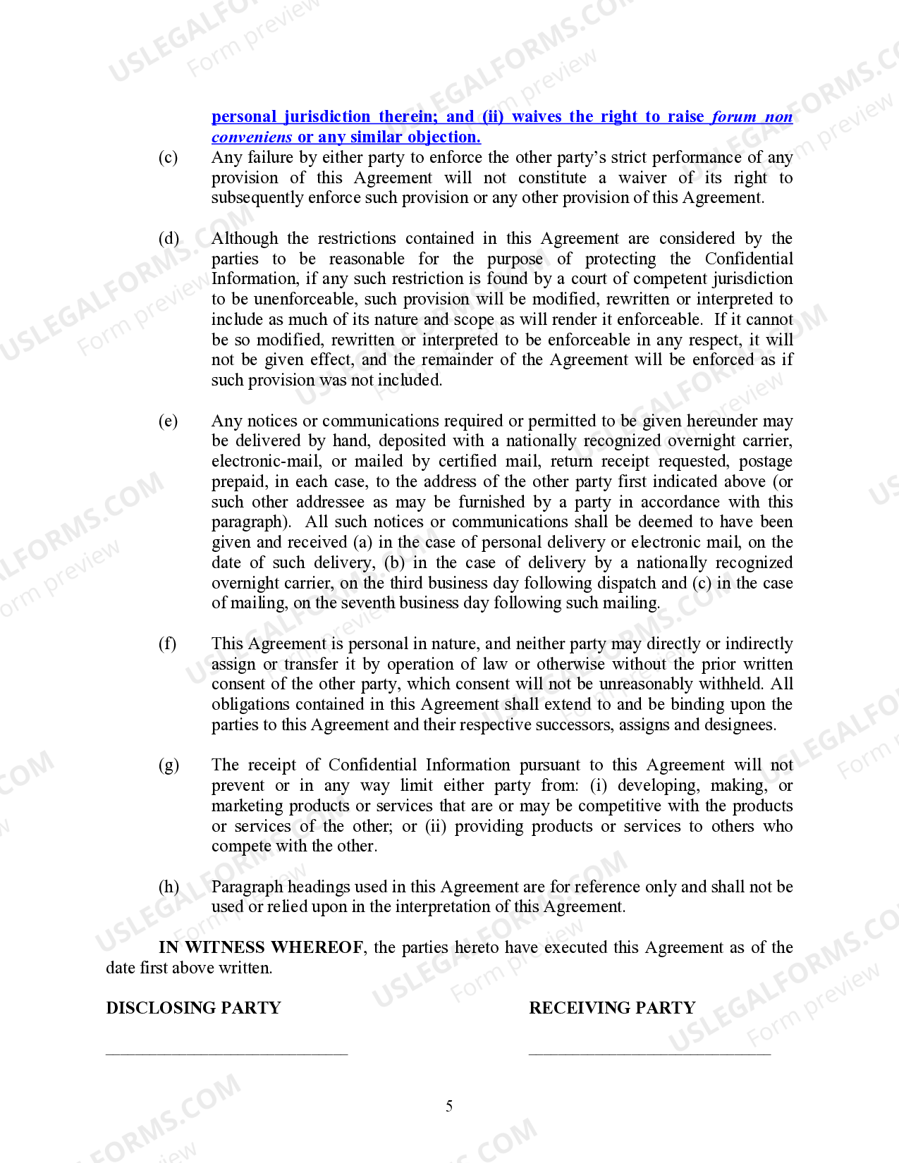 Nondisclosure Agreement of Proprietary Information of Disclosing Party ...