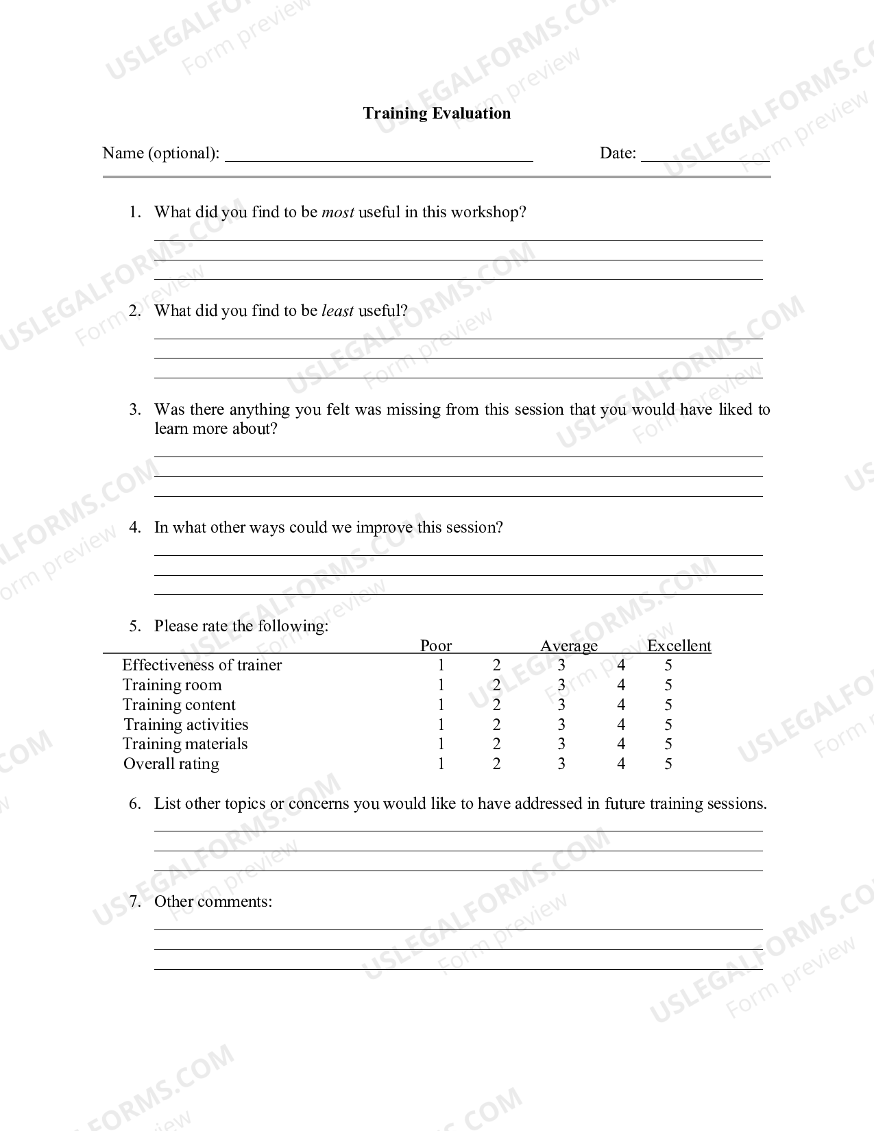 Training Evaluation for Mentor and Mentee | US Legal Forms